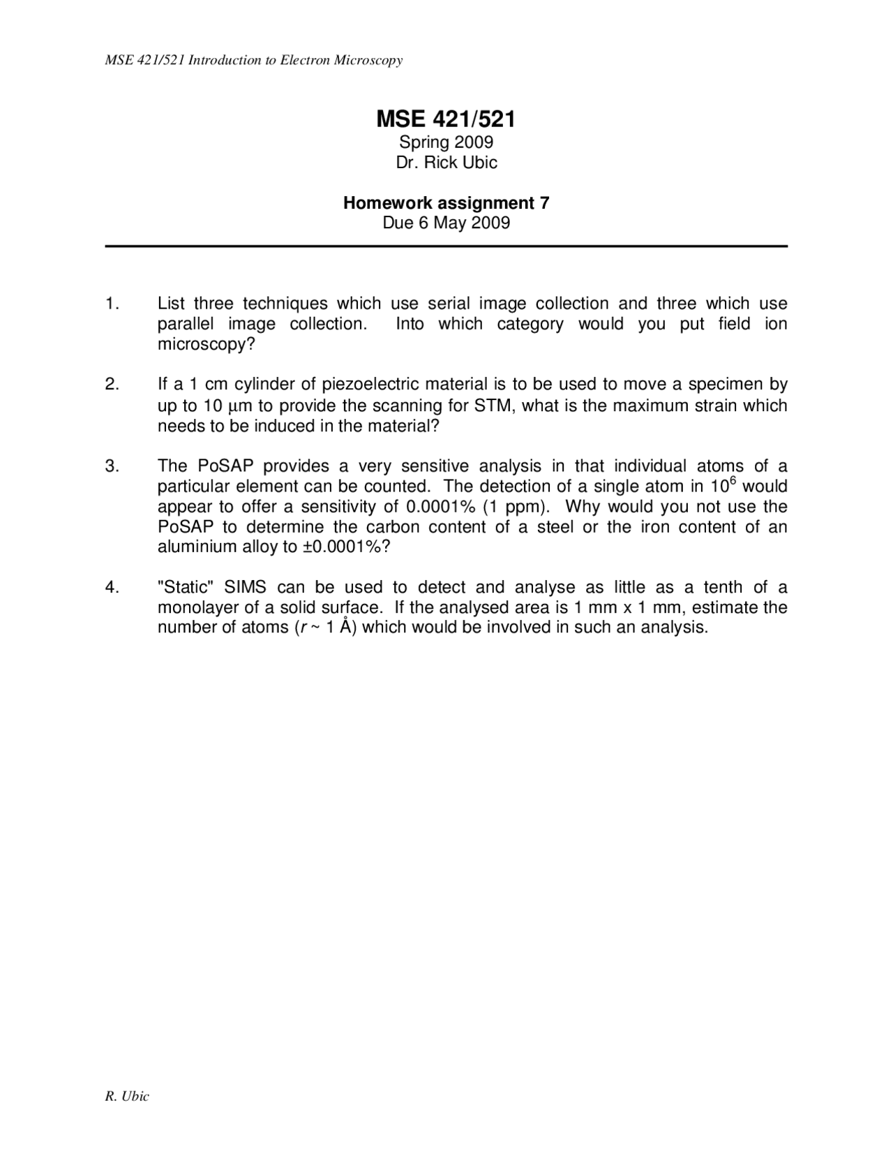Homework 7 Sample Questions Computer Science Ii Spring 2009 Mse