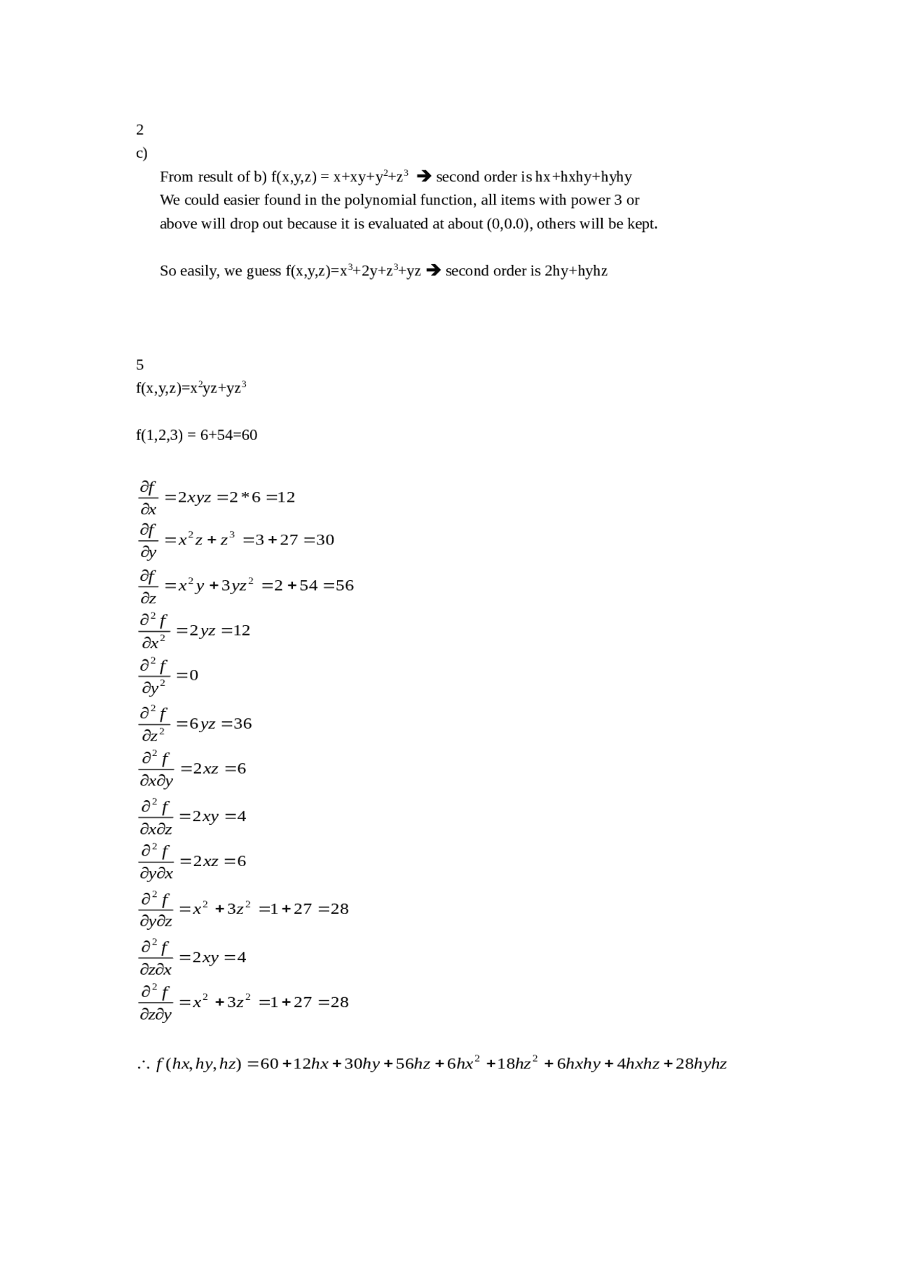 Formulas In Assignment Multivariable Calculus Math 212 Docsity