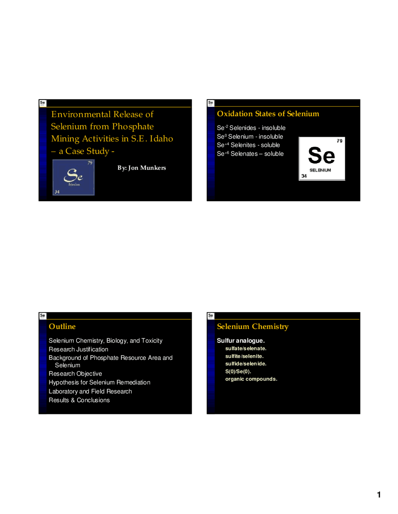 Lecture Slides On Oxidation States Of Selenium Che 480 Docsity