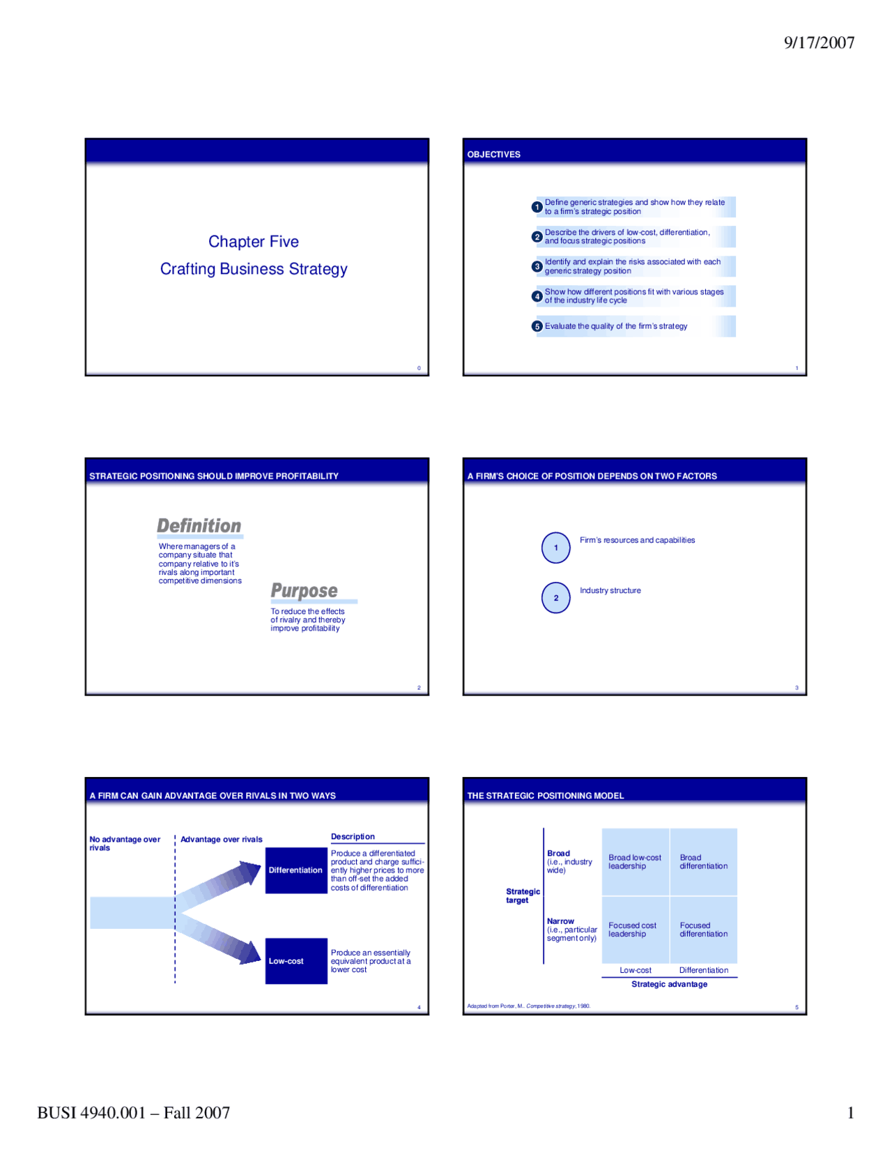 Crafting Business Strategy In Business Policy Lecture Slides Busi