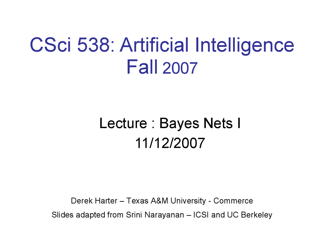 The Probabilistic Models in the Artificial Intelligence | CSCI 538 - Docsity