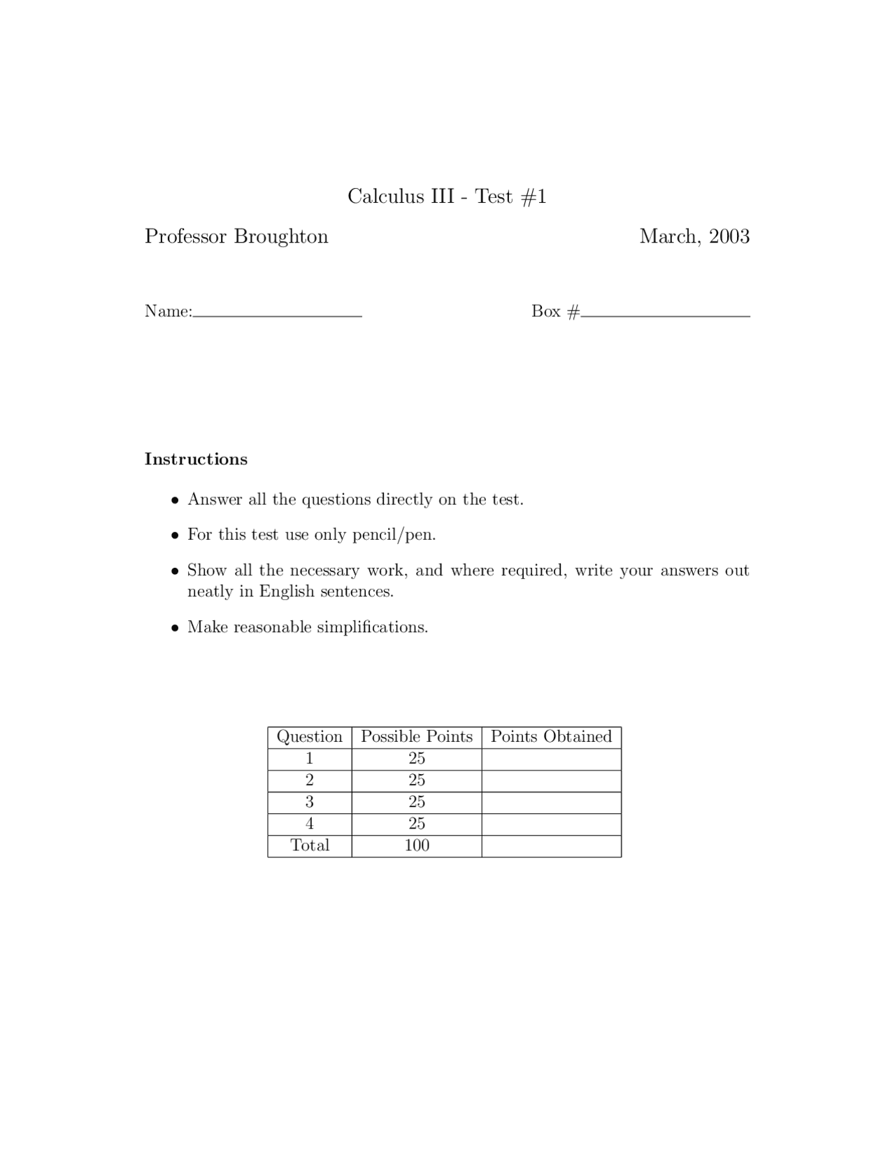 4 Unsolved Questions Exam 1 Calculus Iii Ma 113 Docsity