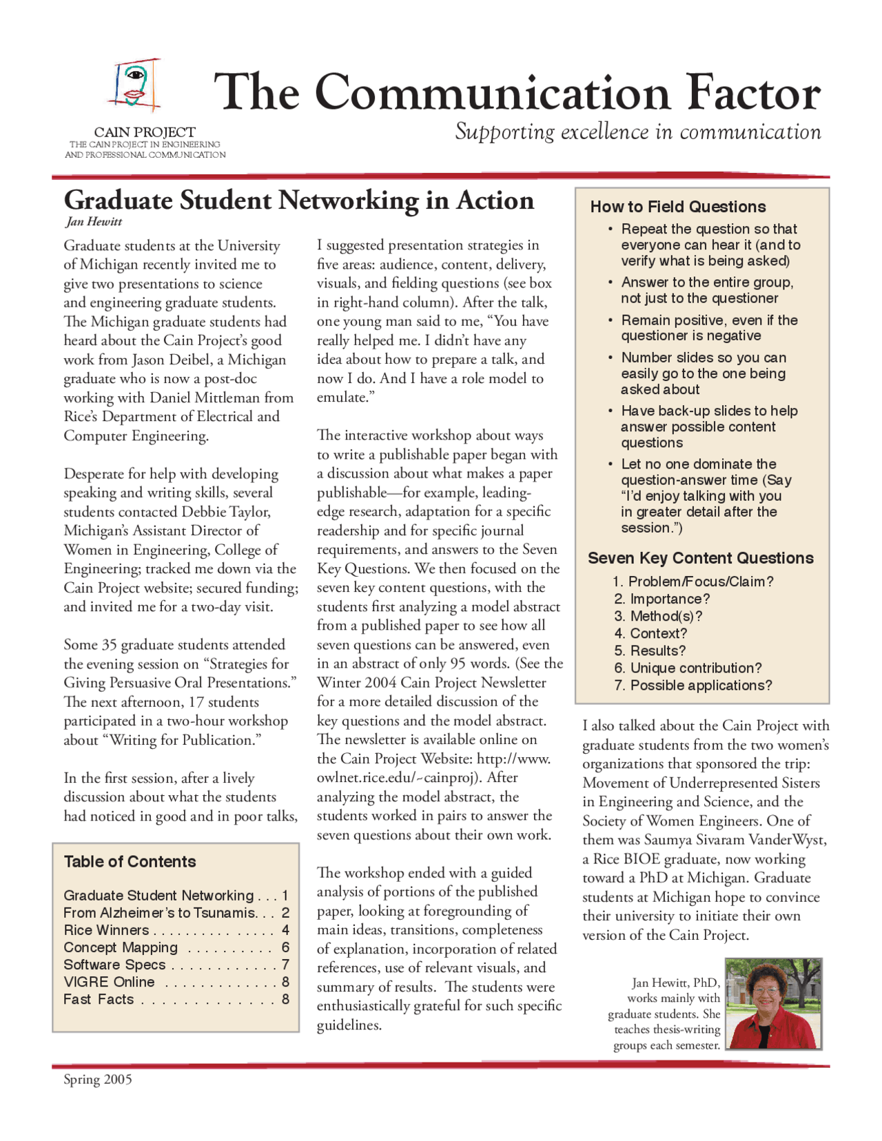 The Cain Project: A University Initiative to Enhance Student ...