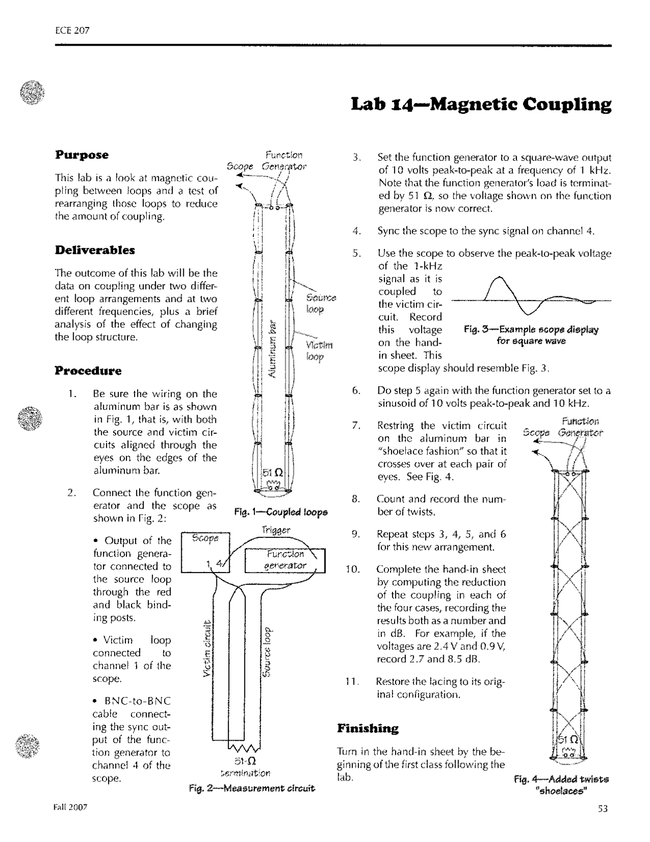 Magnetic Coupling Laboratory Experiment 14 Ece 207 Docsity