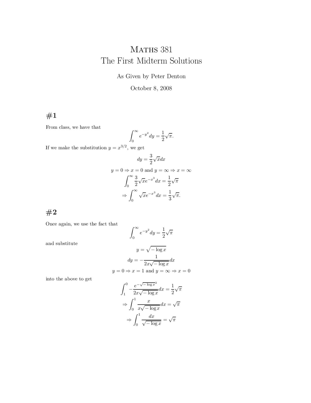 Midterm Solutions Introduction To Partial Differential Equations