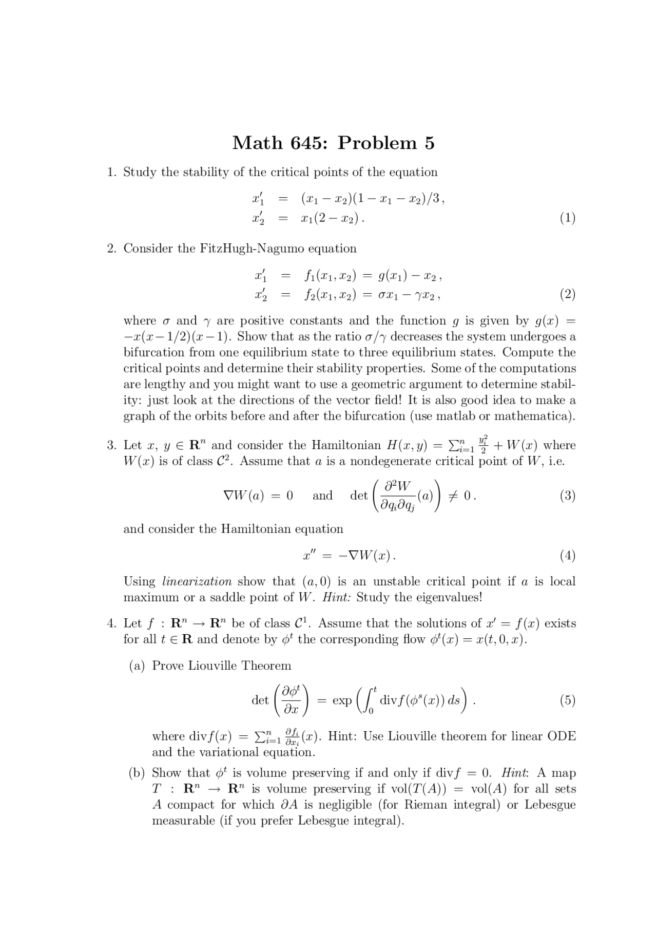 Differential Equations And Dynamical Systems Assignment Questions
