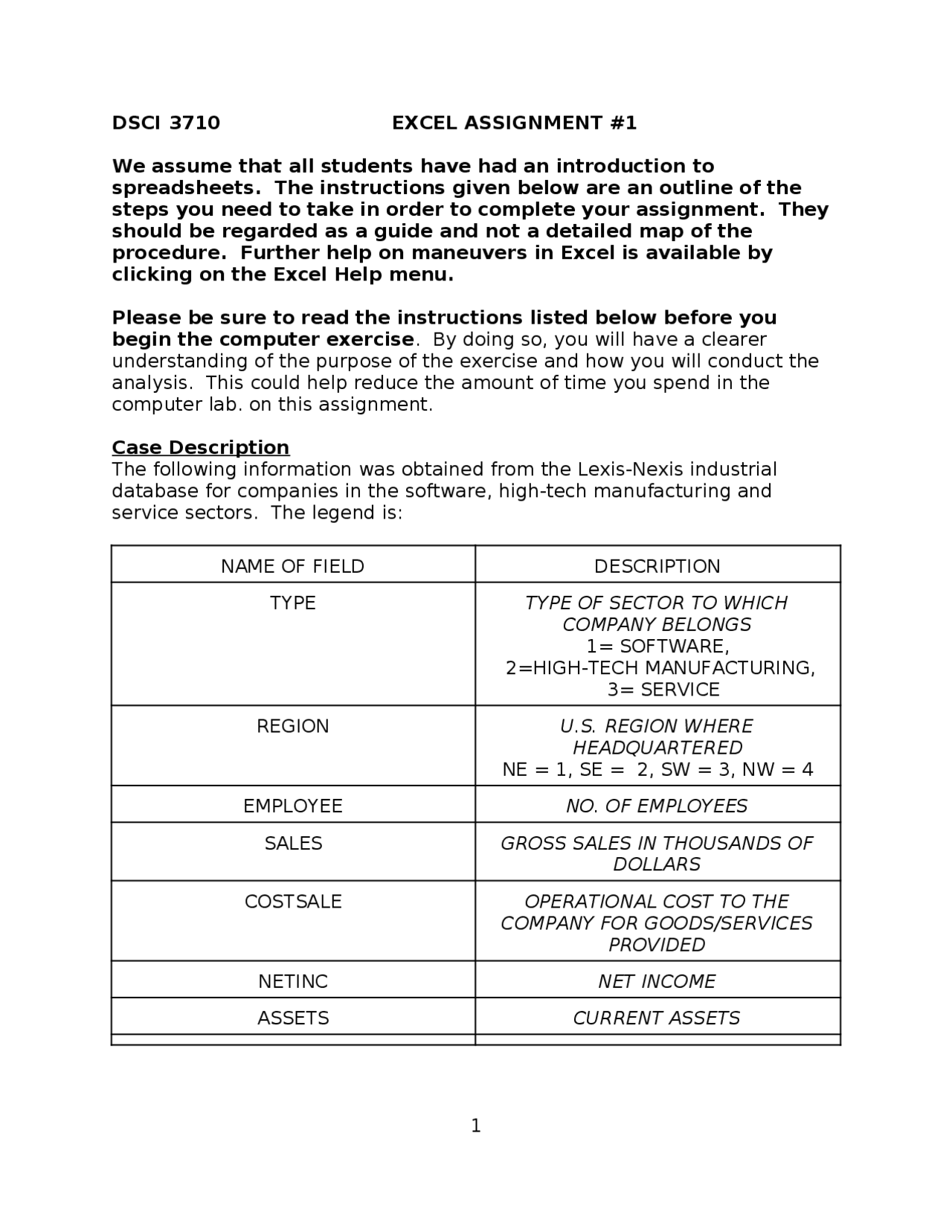 Business Statistical Analysis Using Spreadsheets Dsci 3710 Docsity