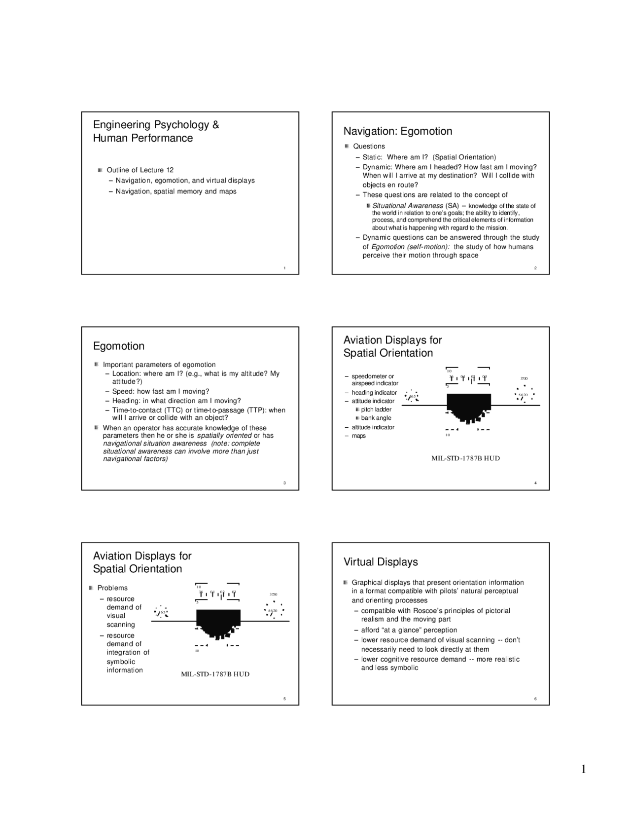 Navigation Egomotion And Virtual Displays Slides Psyc 446 Docsity
