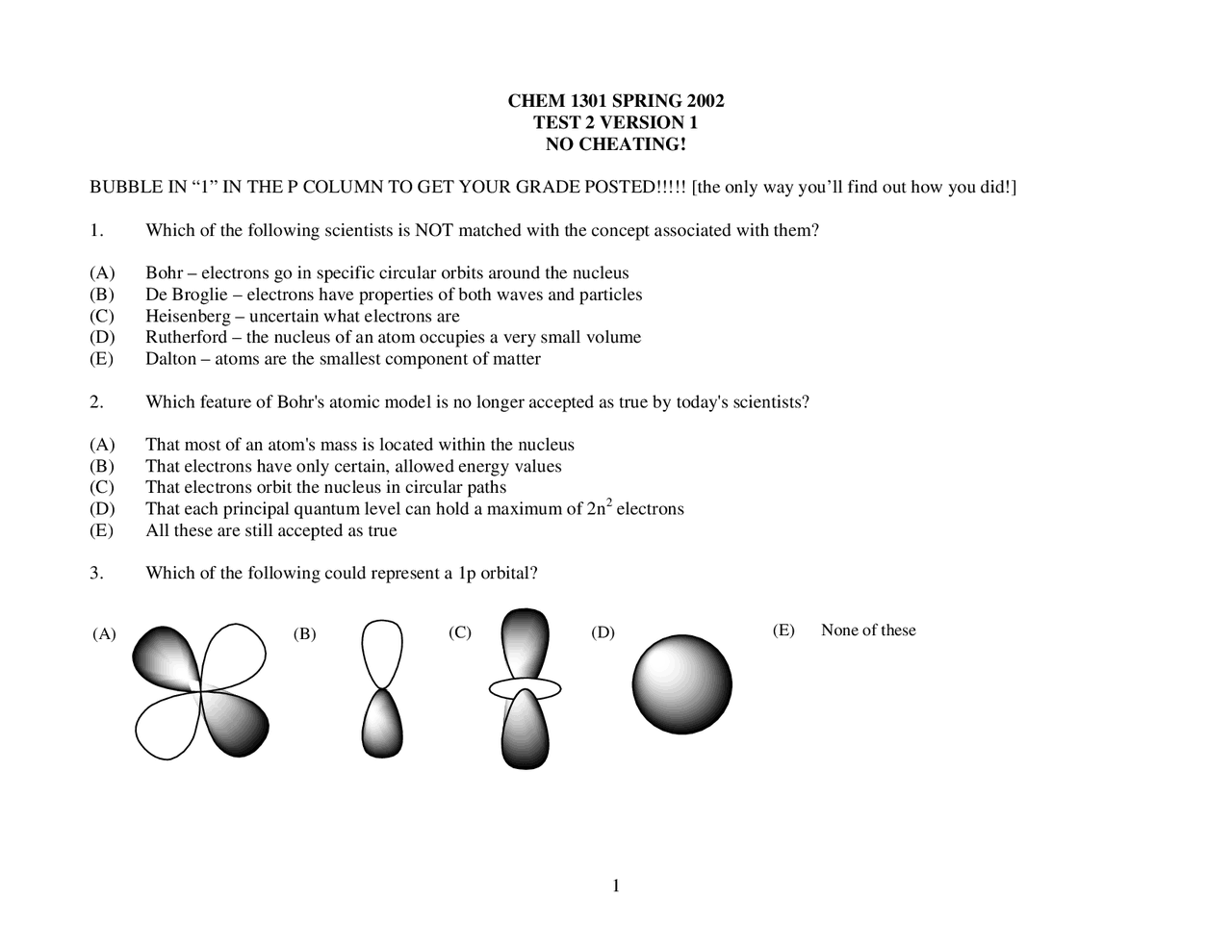 16 Questions of Foundation of Chemistry - Exam2 | CHEM 1301 - Docsity