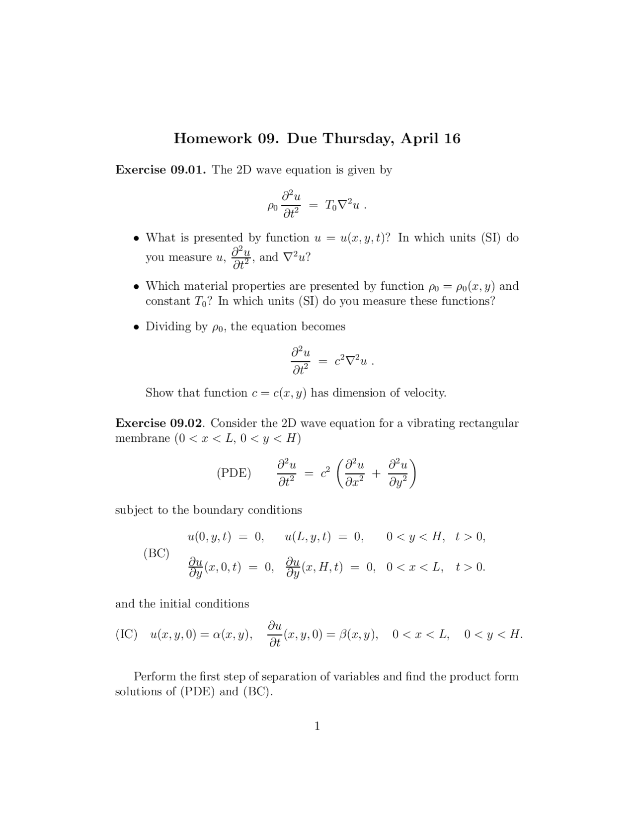 Practice Homework 9 Introduction To Pde Math 3363 Docsity