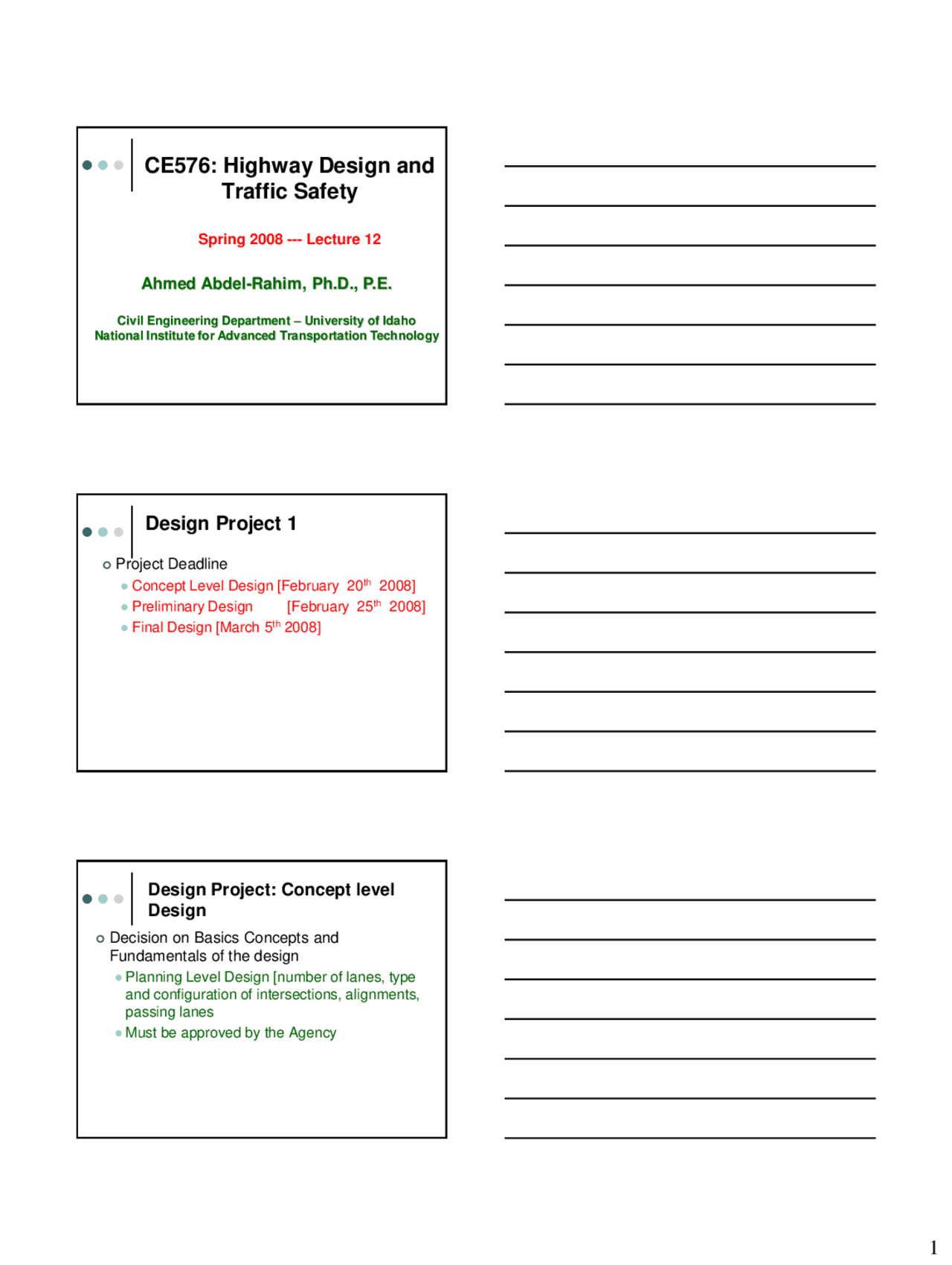 Design Project Concept Level Design Lecture Slides Ce 576 Docsity