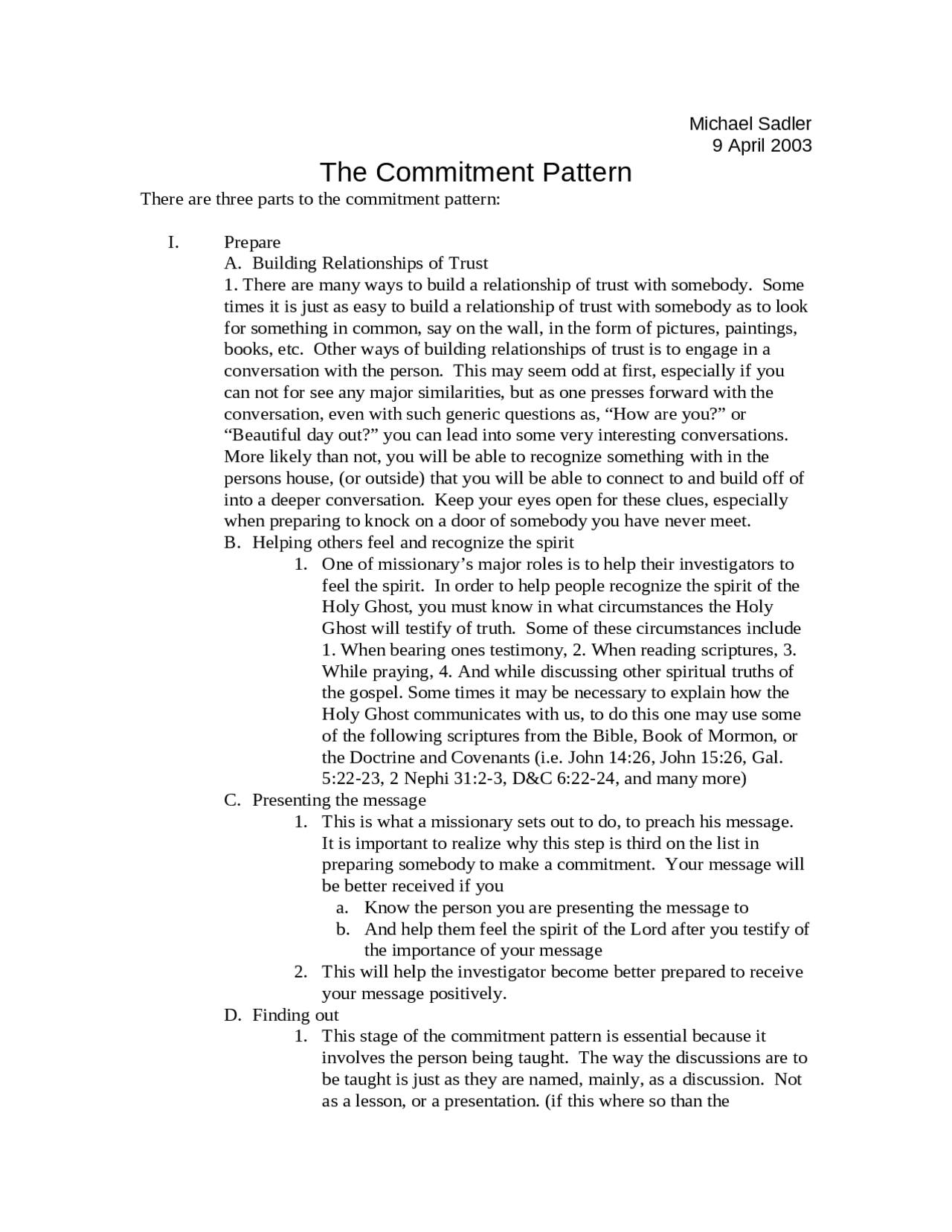 The Commitment Pattern - Technical Communication | COM 421 - Docsity