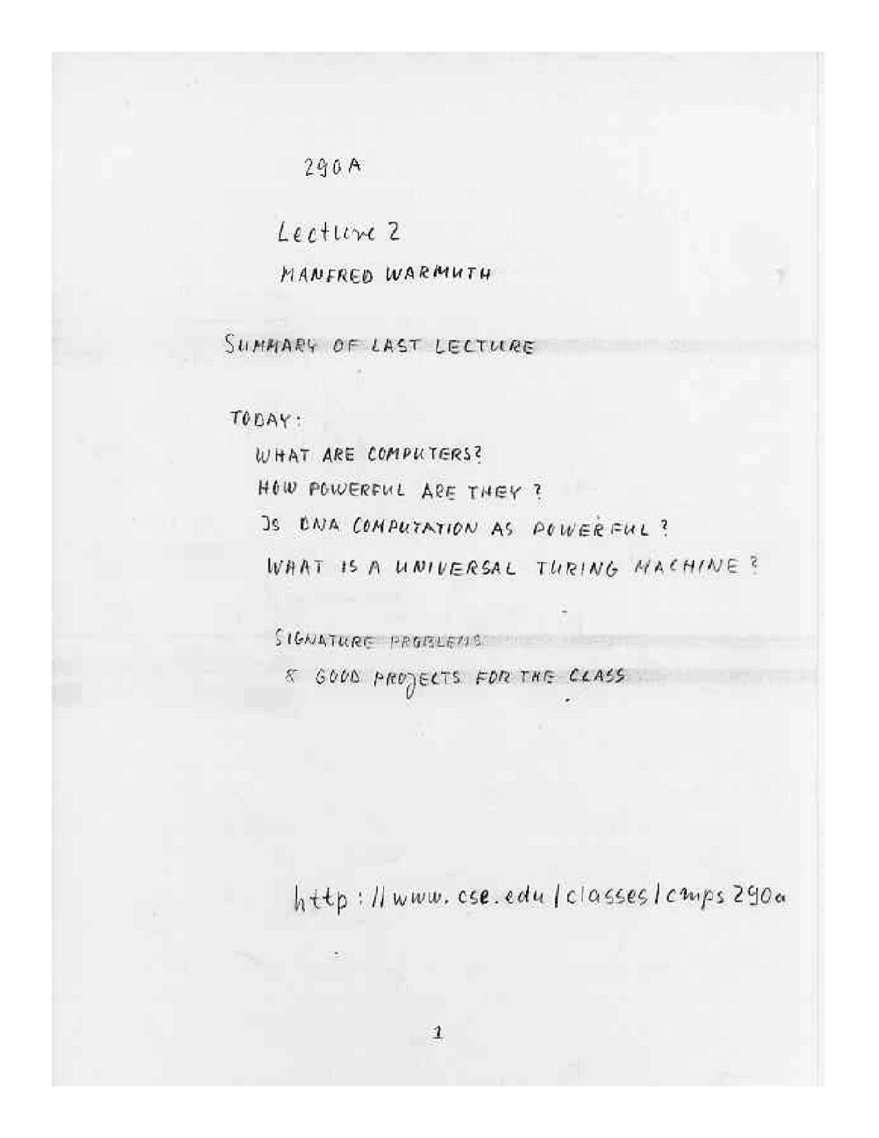 What Are Computers And How Powerful Are They Handout Cmps 290 Docsity
