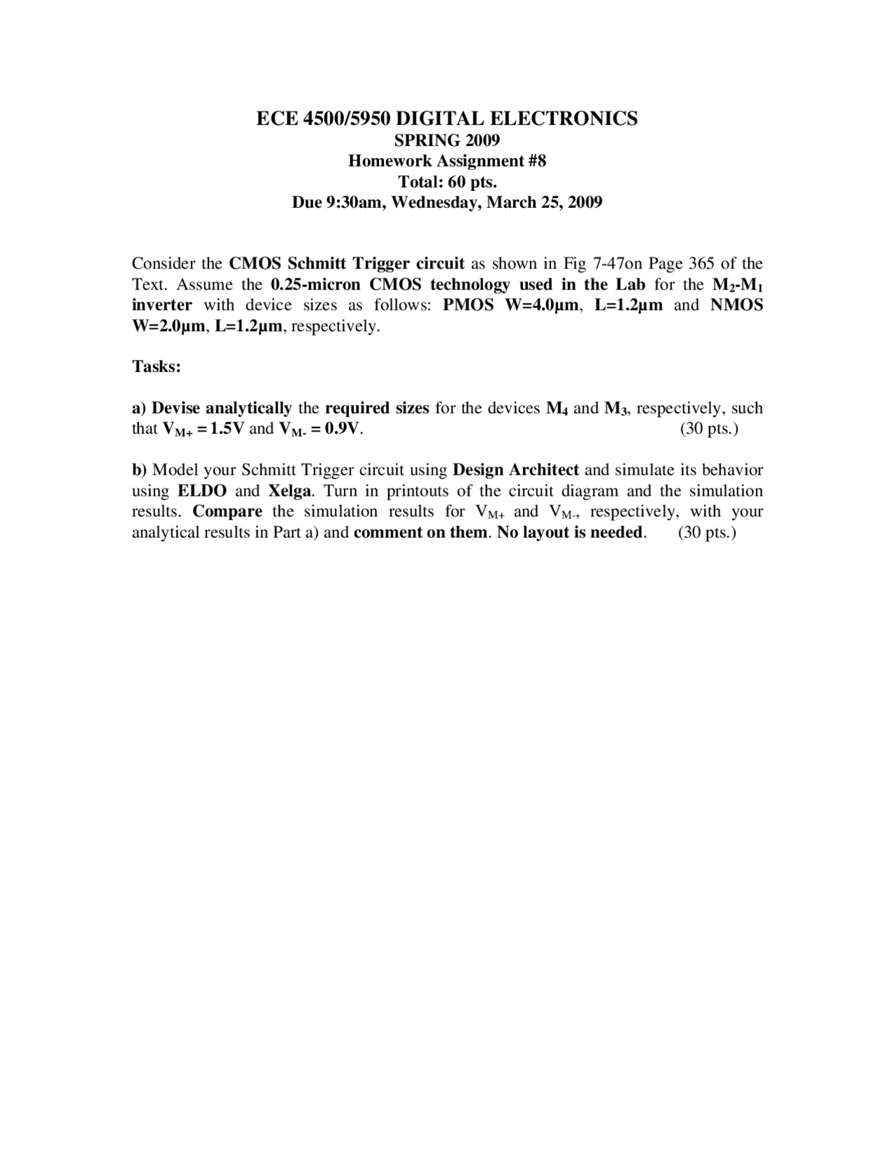 Digital Electronics Homework Assignment 8 Ece 4500 Docsity
