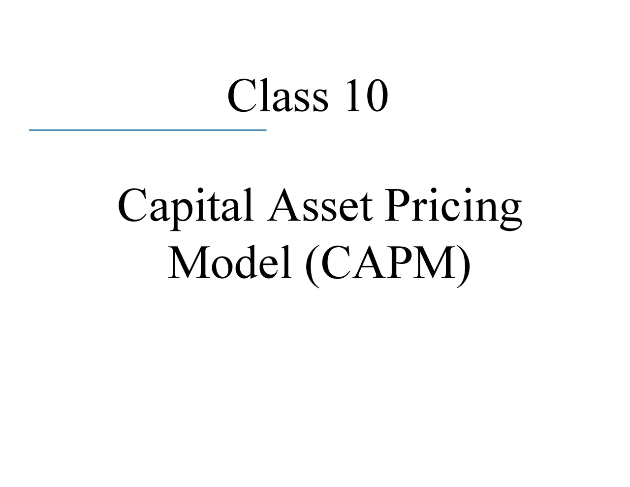 Capital Asset Pricing Model Lecture Slides Fina 4320 Docsity