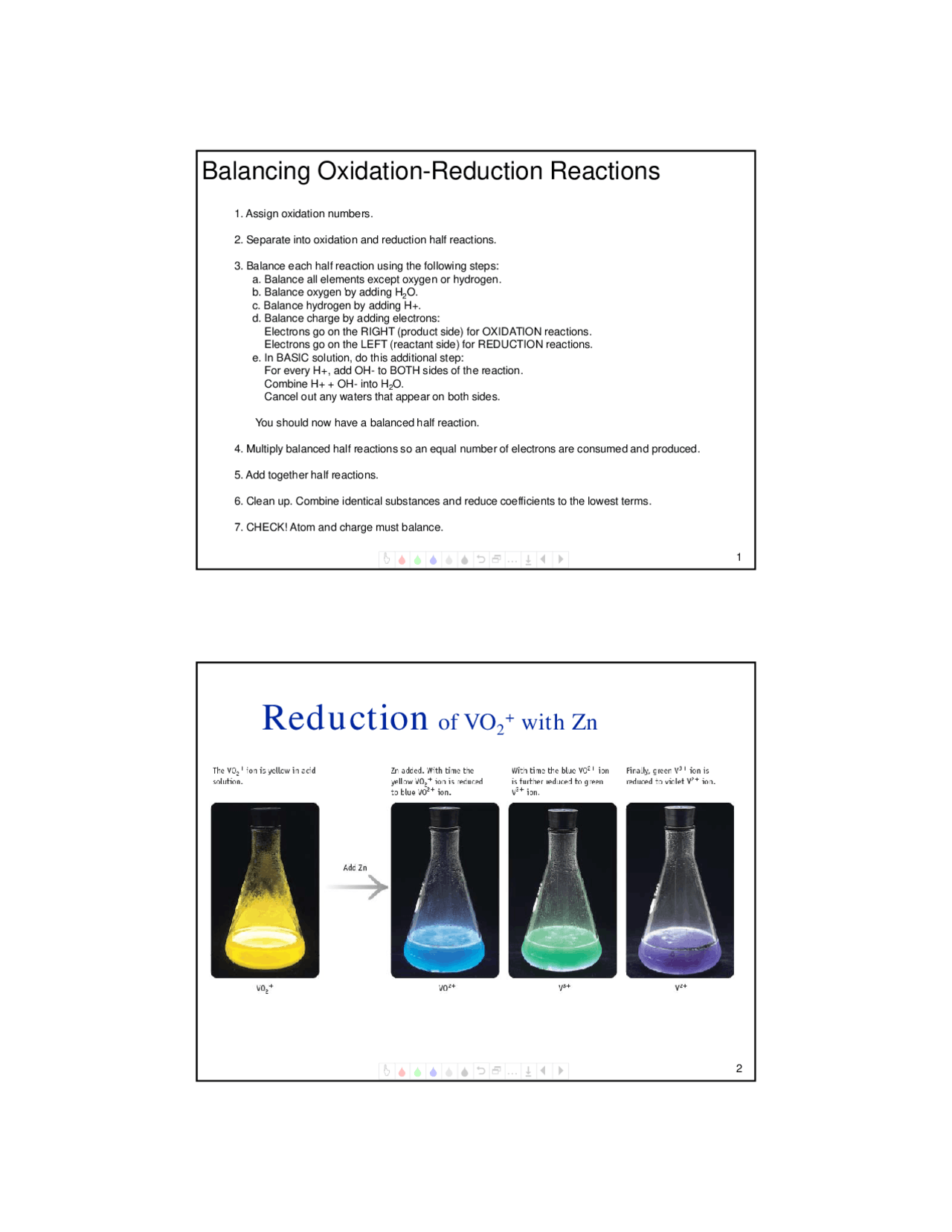Balancing Oxidation Reduction Reactions - Lecture Slides | CHEM 112 ...