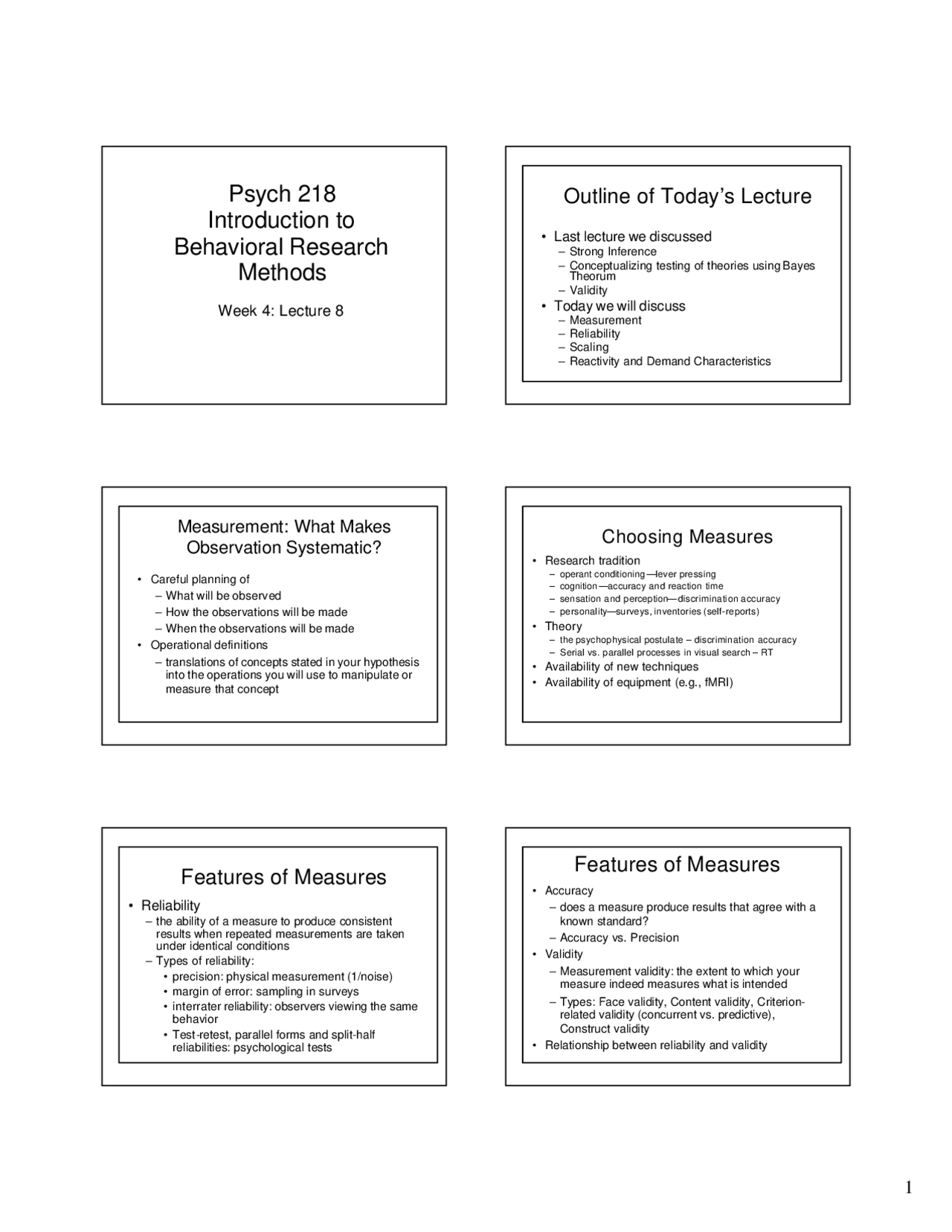 Introduction To Behavior Research Methods Lecture Slides Psyc 218 Docsity
