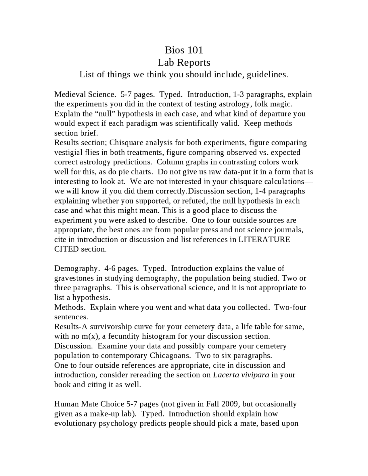 Biology Of Populations And Communities Lab Reports Bios 101 Docsity