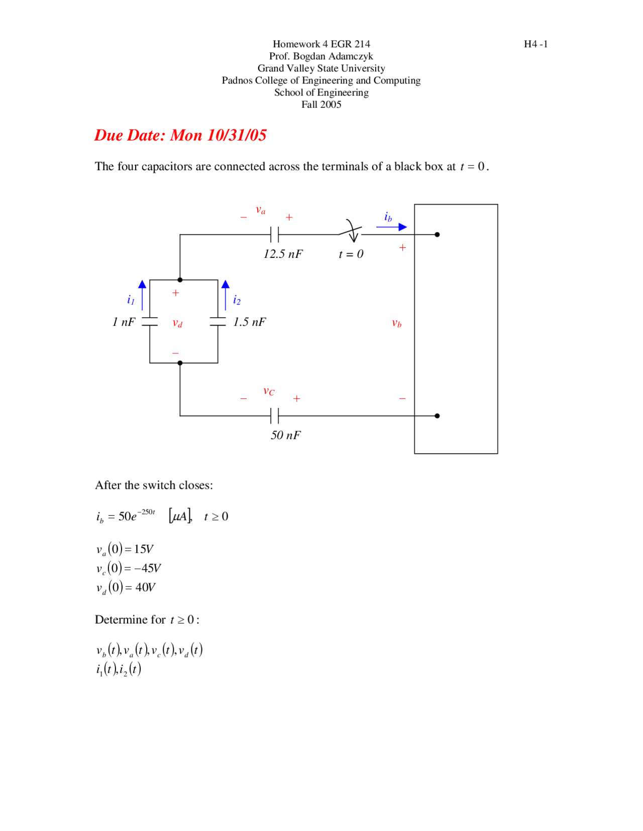 Assignment 4 Problems With Solutions Circuit Analysis I Egr 214