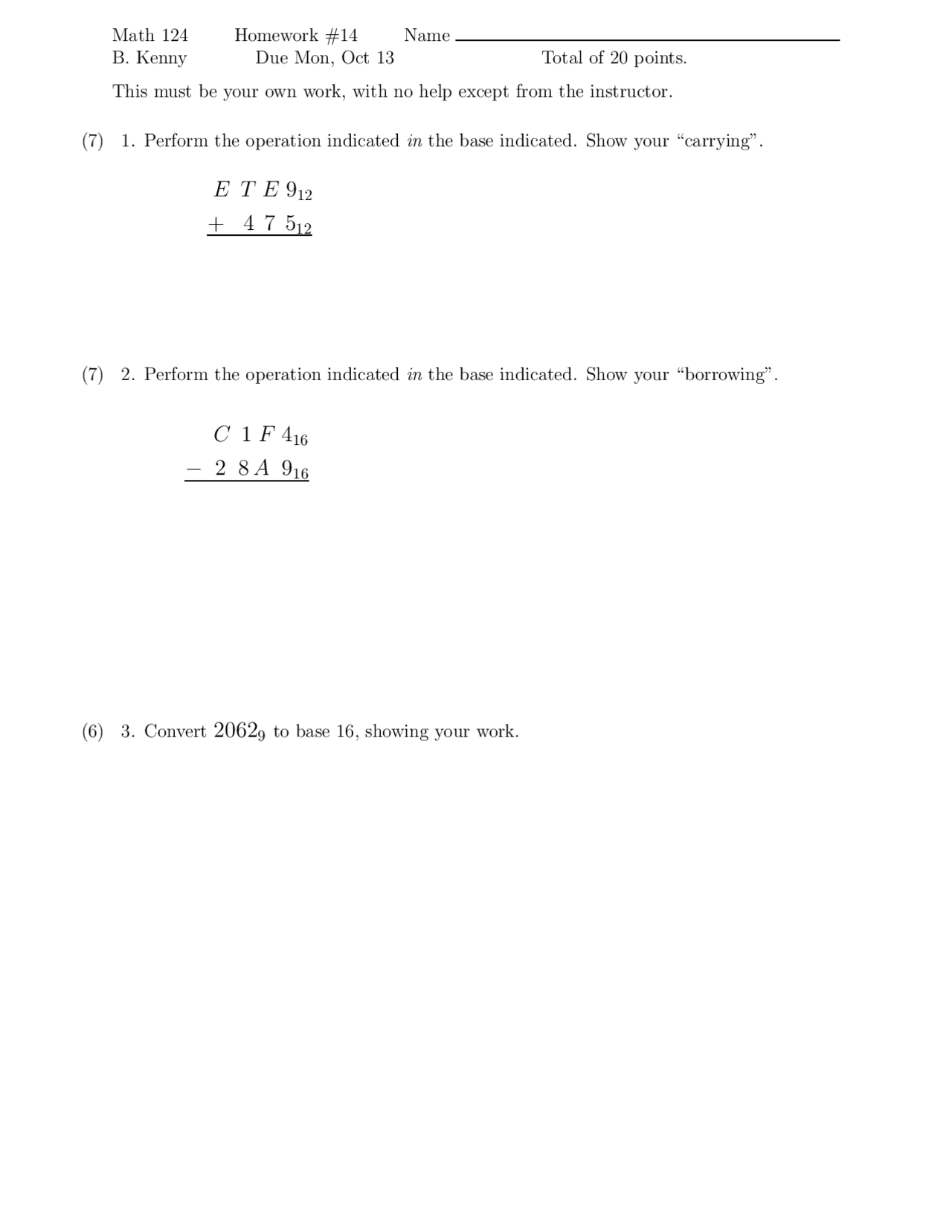 Practice Assignment For Introduction To Mathematical Thought Math 124