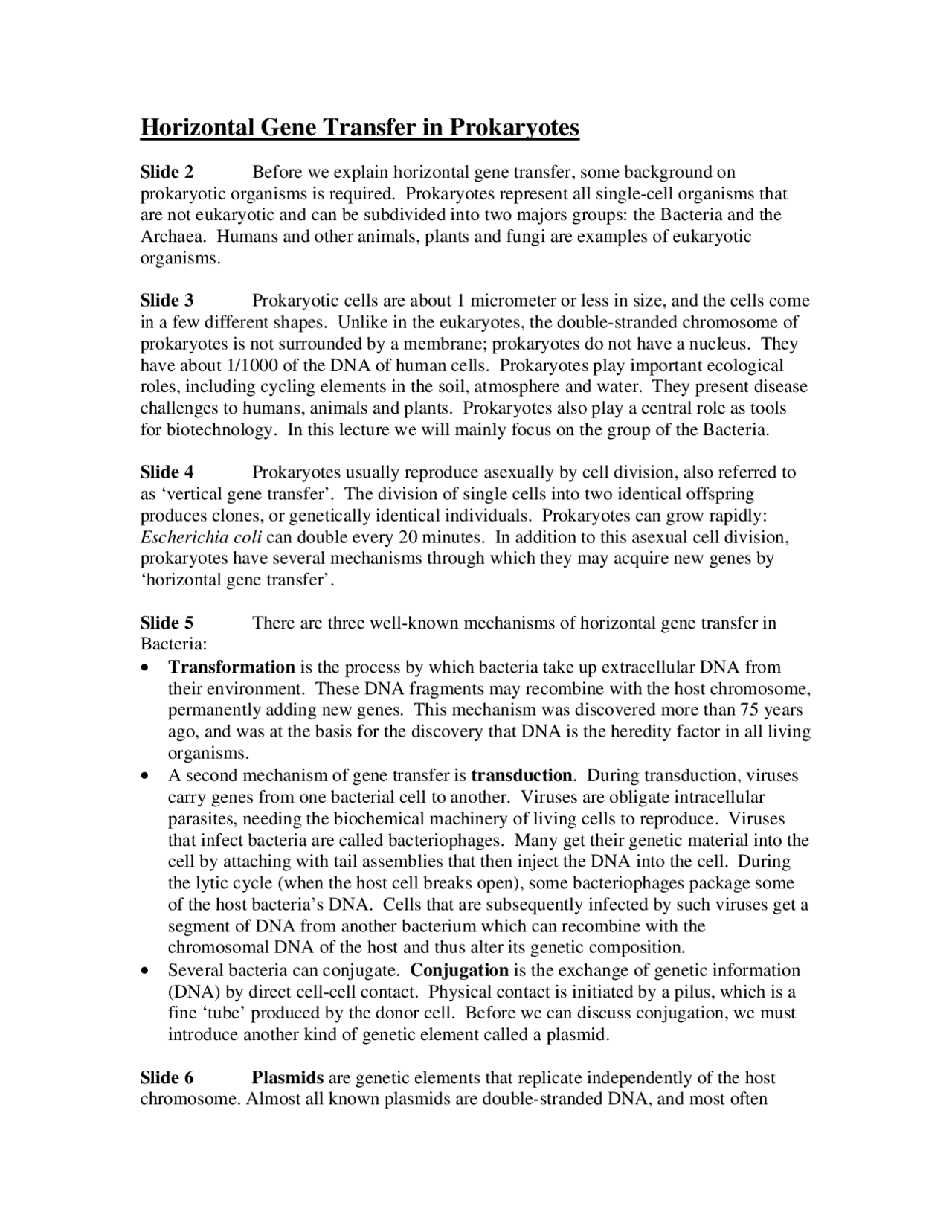 Horizontal Gene Transfer In Prokaryotes Lecture Notes Biol 115