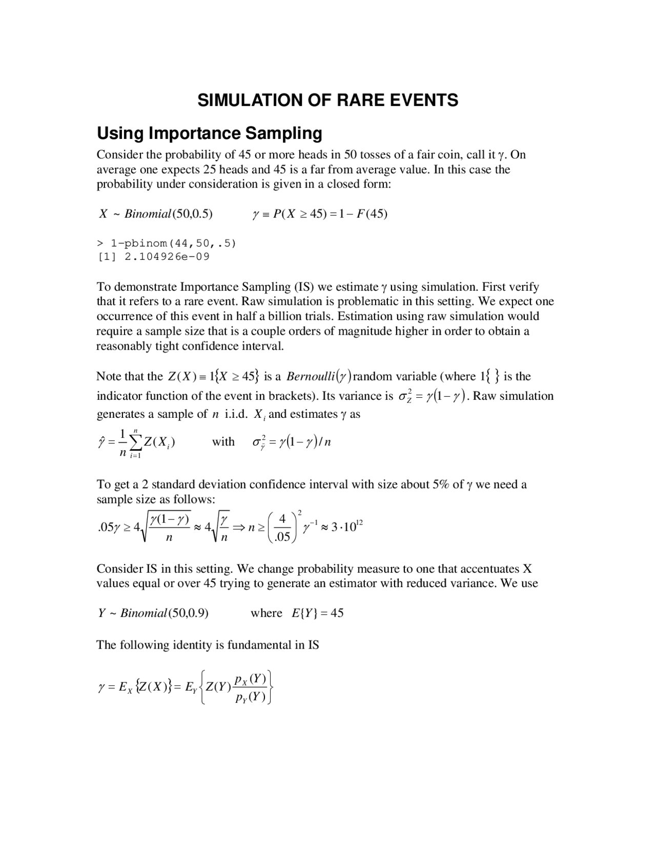 Simulation Of Rare Events Using Important Sampling OPR 991 Docsity simulation-of-rare-events-using-important-sampling-opr-991-docsity