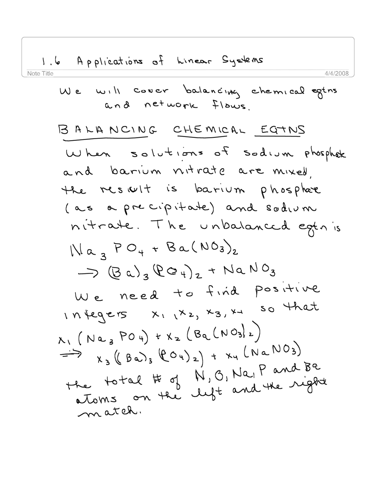Applications Of Linear Systems Lecture Notes Math 221 Docsity
