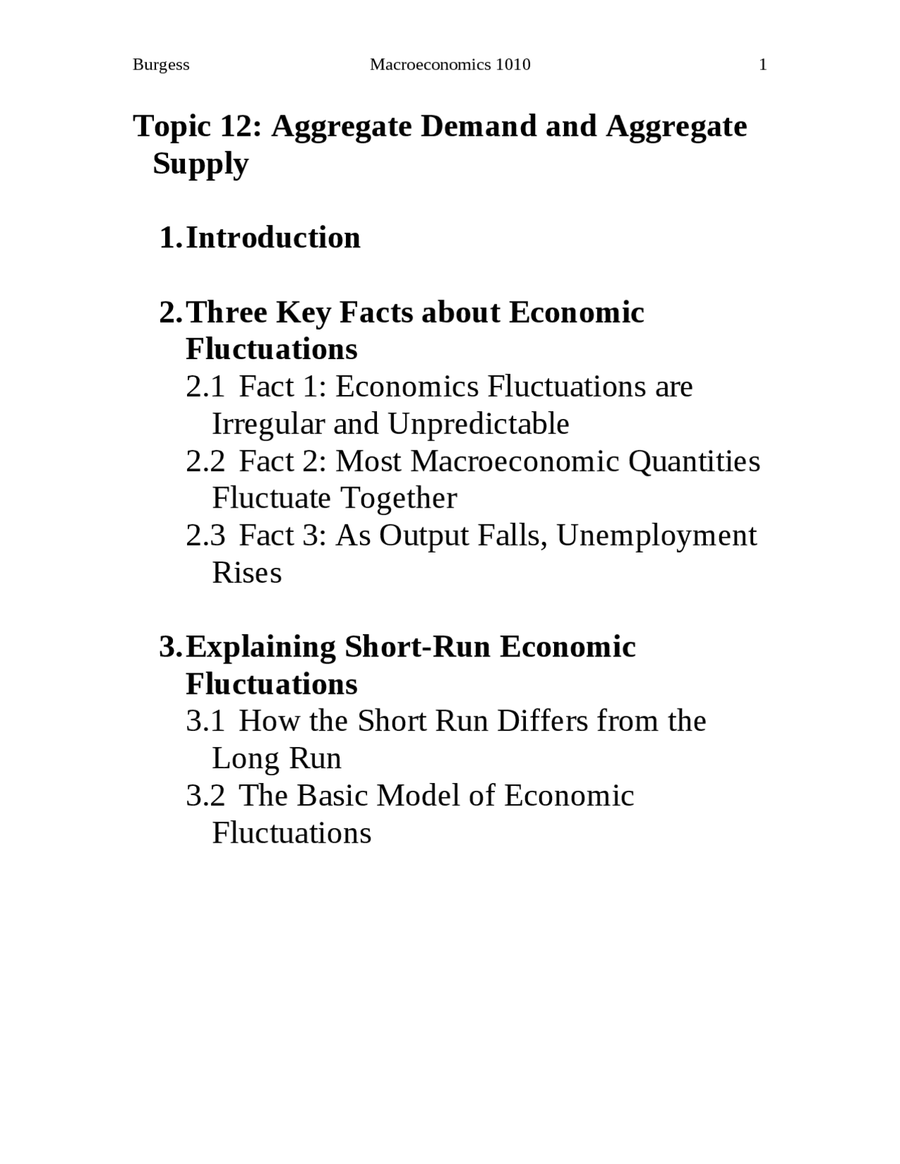 Aggregate Demand And Aggregate Supply In Macroeconomics Econ 1010