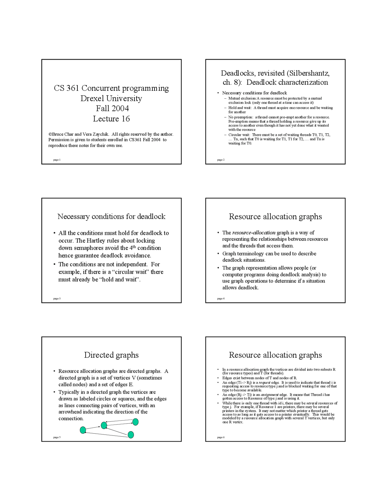 Deadlock Characterization Lecture Slides Concurrent Programming Cs 361 Docsity