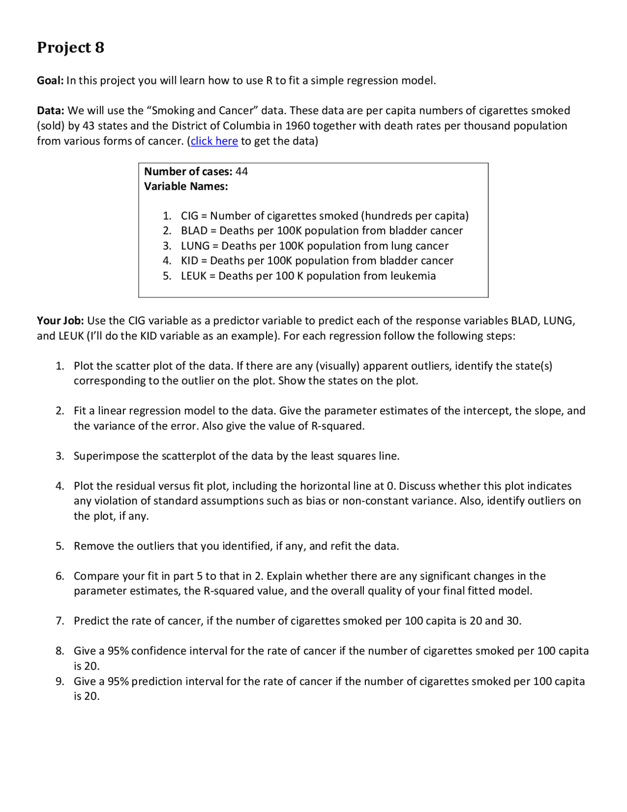 Project Report 8 On Statistics Applied To Natural Sciences Math 338