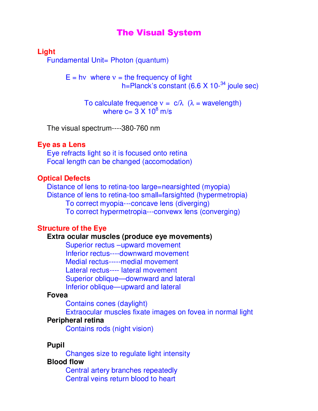 The Visual System - Human Physiology - Lecture Notes | BIOS 355 | Study ...