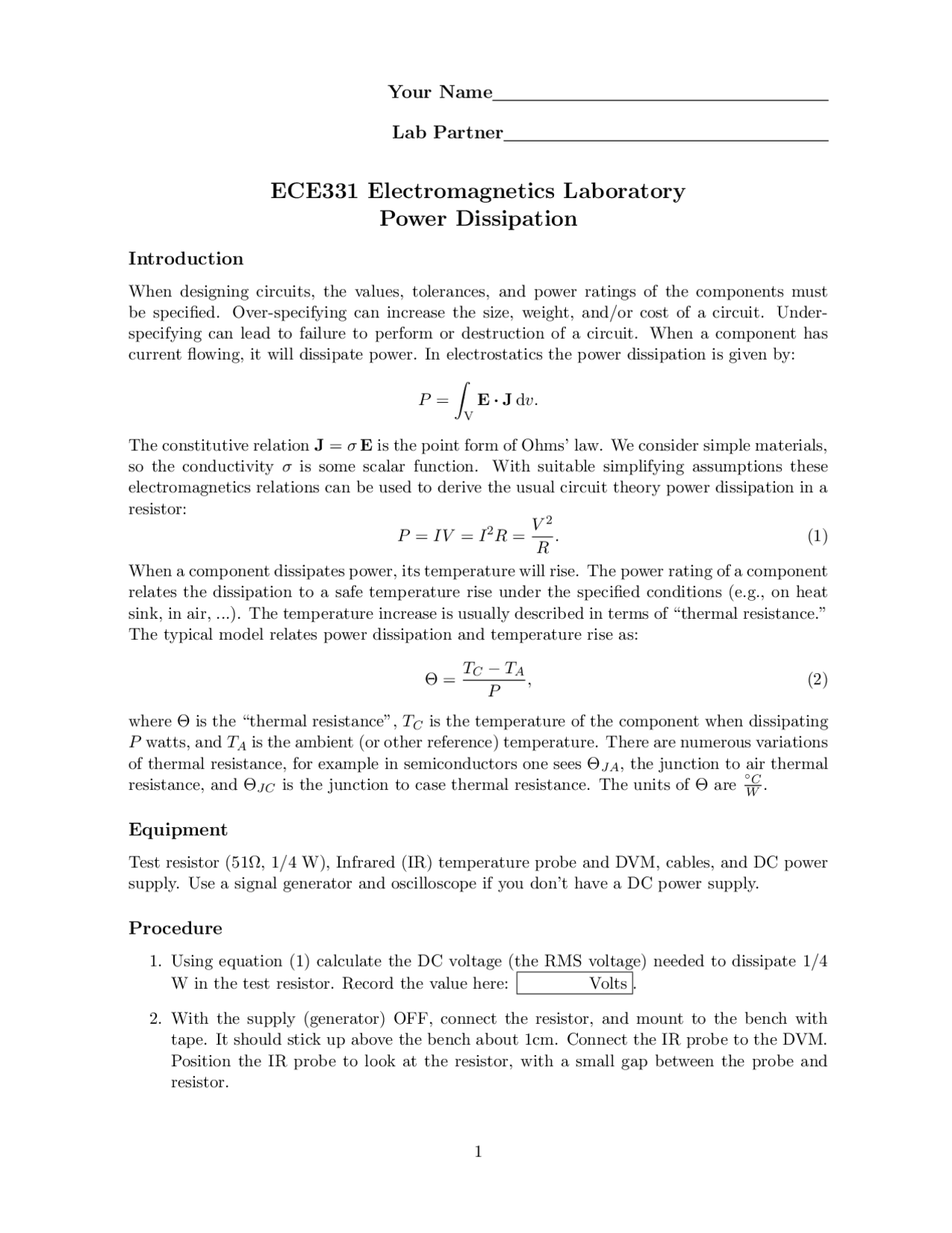 Power Dissipation in Electromagnetics: Calculating Thermal Resistance and Temperature Rise | Lab ...