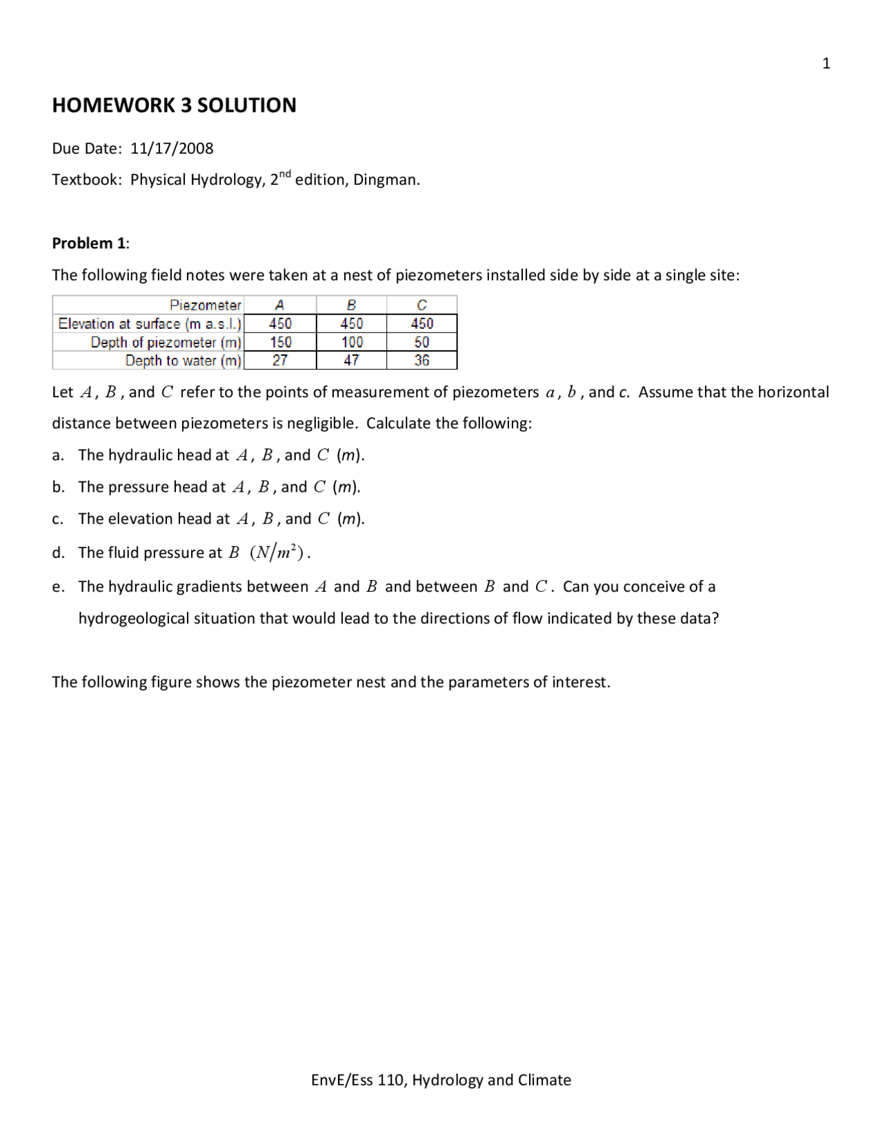 4 Solved Problems On Hydrology And Climate Assignment 3 Ess 110
