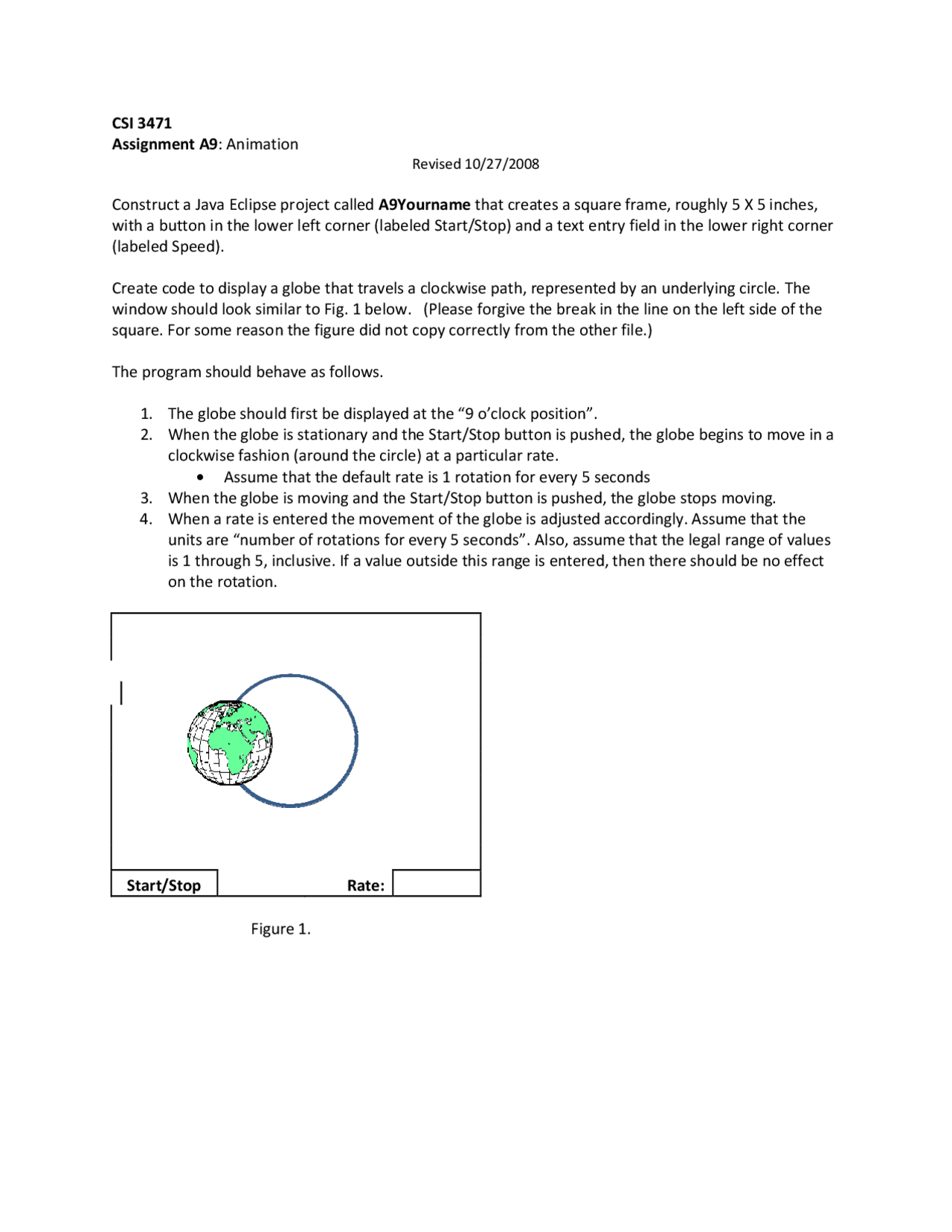 Assignment 9 Animation Software Engineering I Csi 3471 Docsity