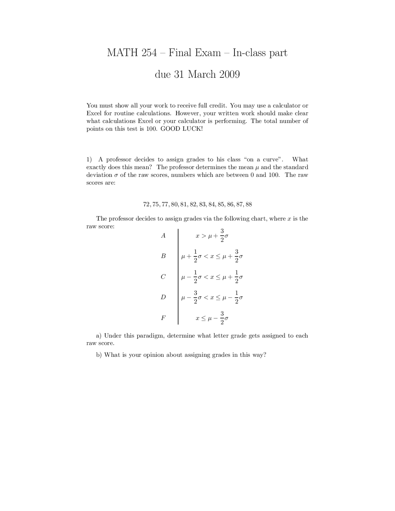 9 Questions On Final Exam Applied Statistics With Computers Math