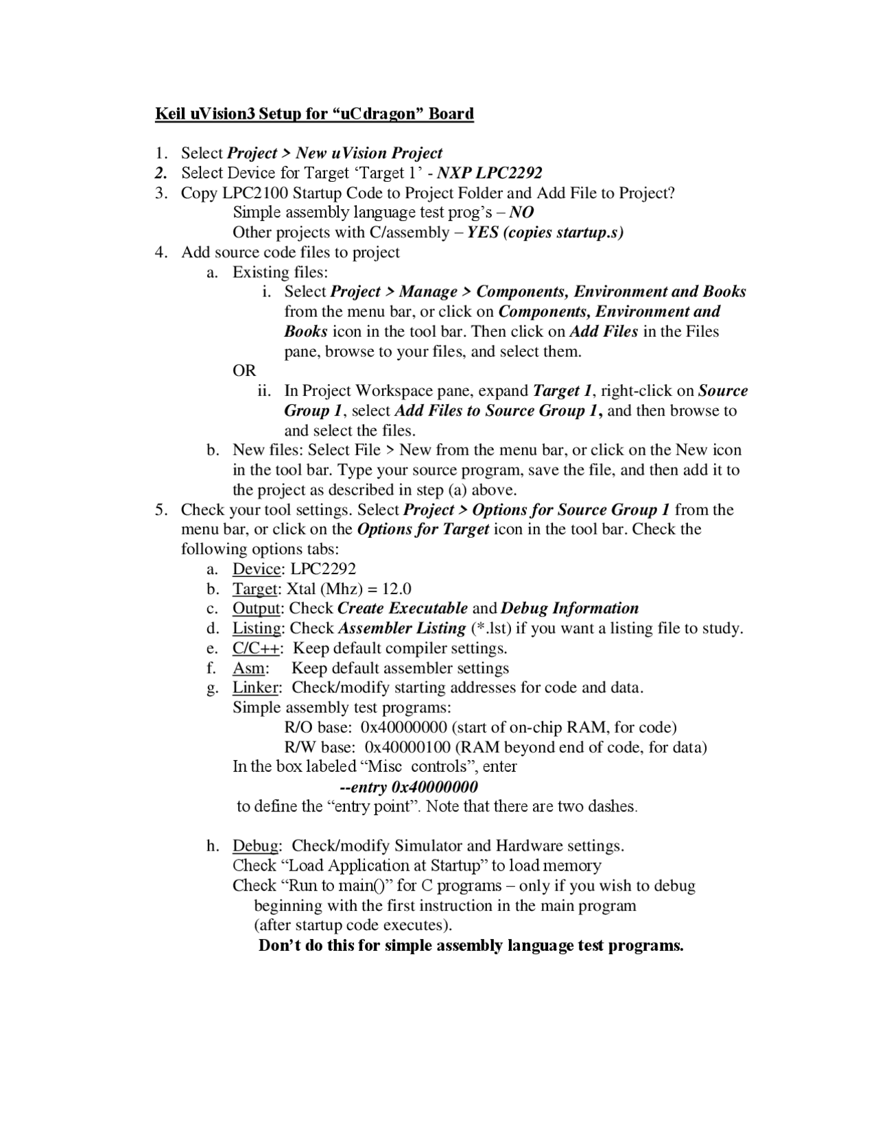 Keil uVisio3 Setup for "dragon" Board | ELEC 5260 - Docsity