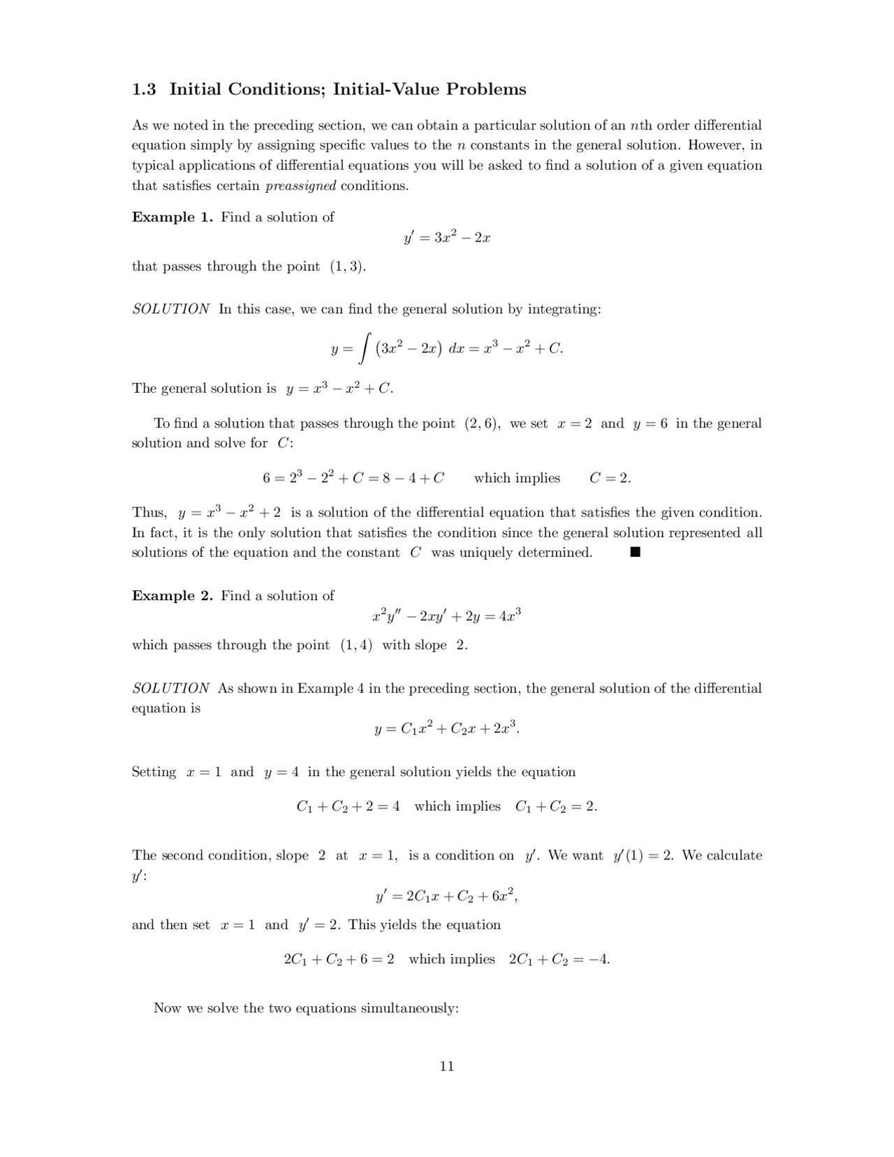 25 Solved Examples on Initial Conditions and Initial Value Problems | MATH 3321 - Docsity