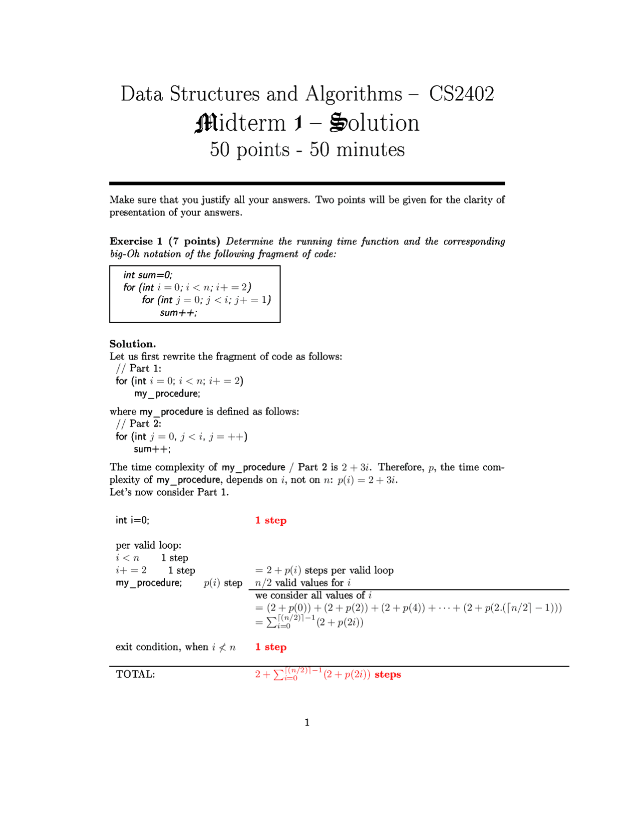 Solved Exercises On Data Structure And Algorithms Midterm Exam Cs