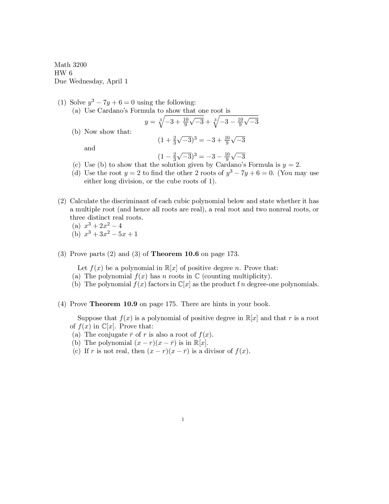 Assignment 6 Sample Questions Polynomials Math 3200 Docsity