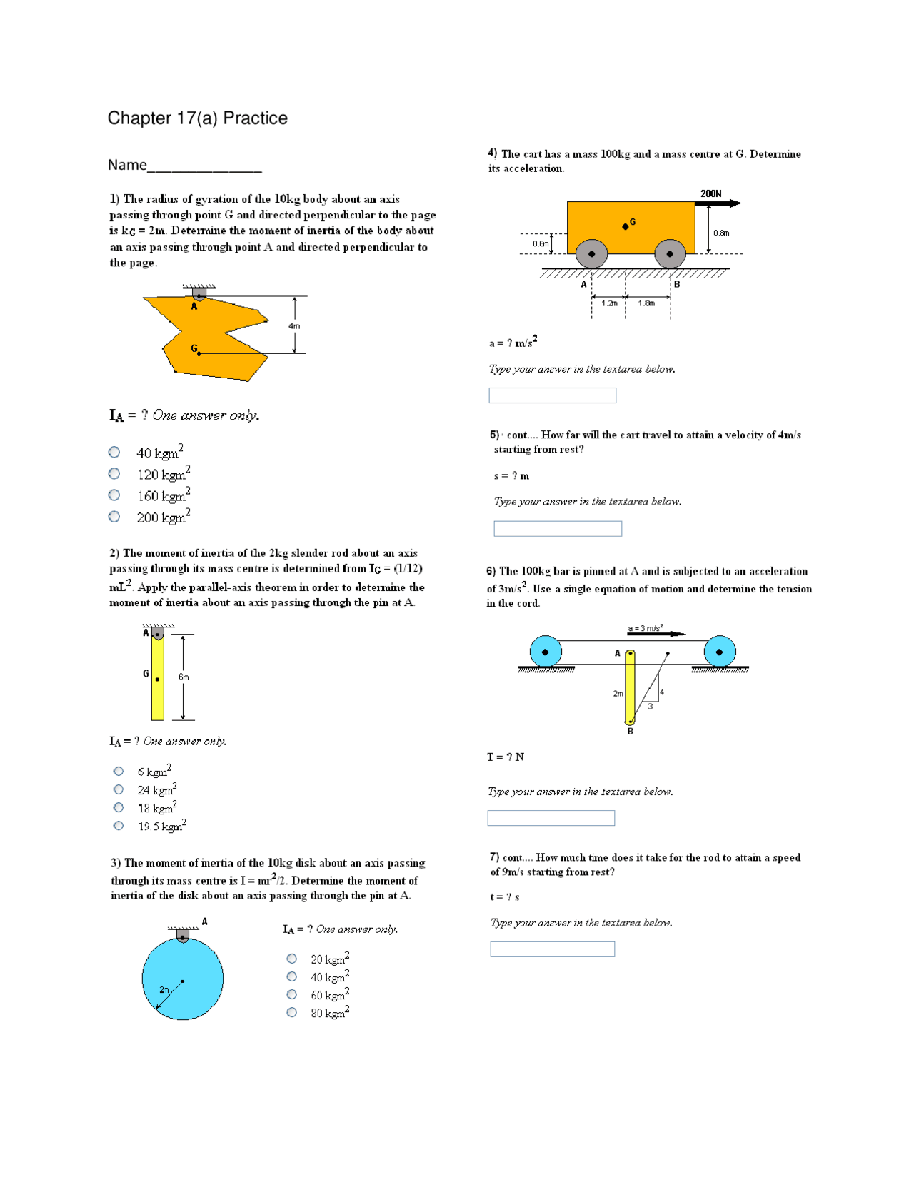 7 Solved Questions To Determine The Mass And Acceleration Exam Meen