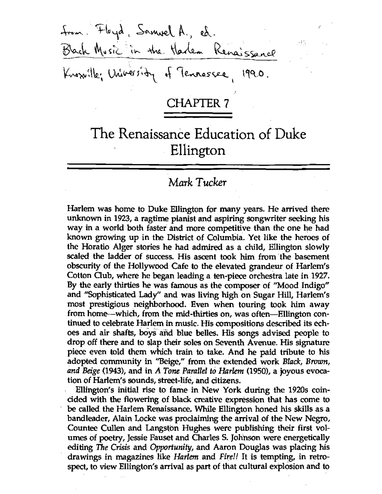 The Renaissance Education of Duke Ellington - Study Notes | AMST 80 ...