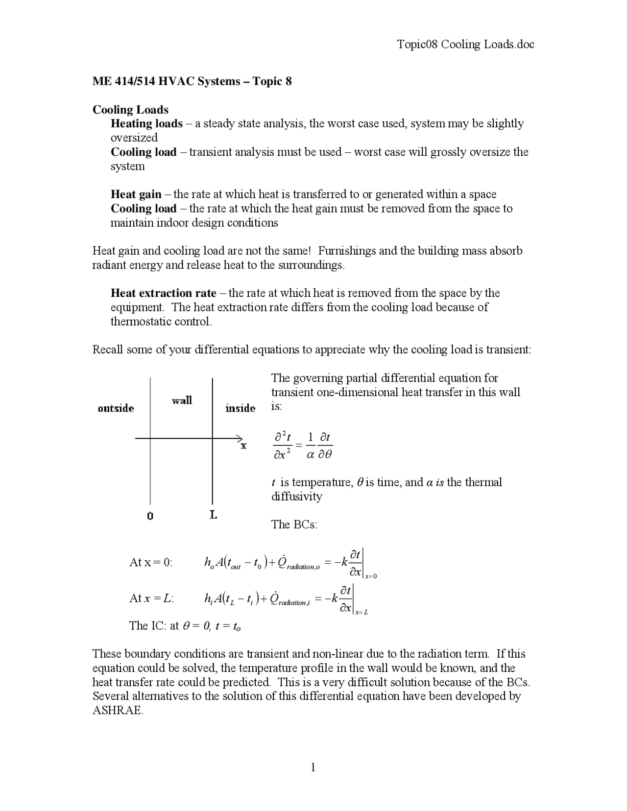 Lecture Notes on Cooling Loads - HVAC Systems | ME 414 | Study notes ...