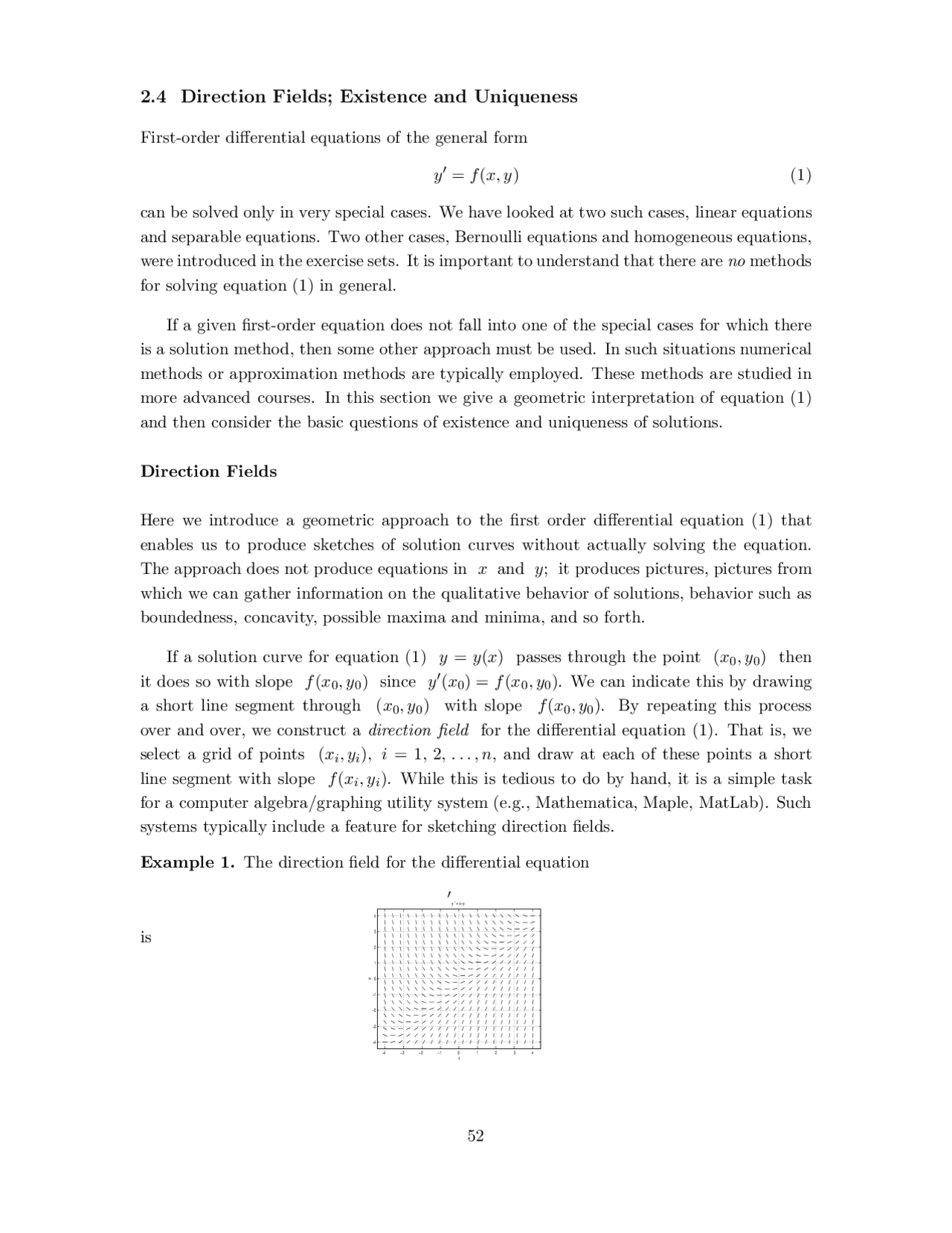 Direction Fields Existence And Uniqueness Math 3321 Docsity