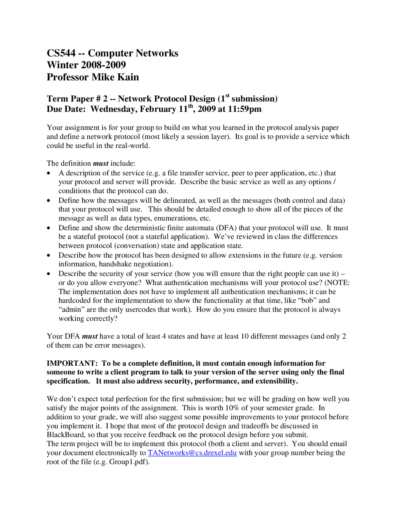 Network Protocol Design - Computer Networks – Term Paper 2 | CS 544 | Papers Computer Systems ...