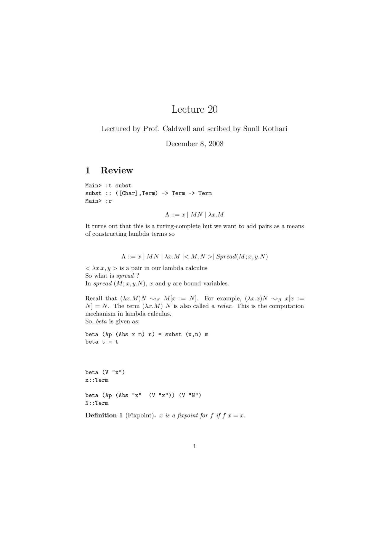 Functional Programming Review For Assignment 16 Cosc 3015 Docsity