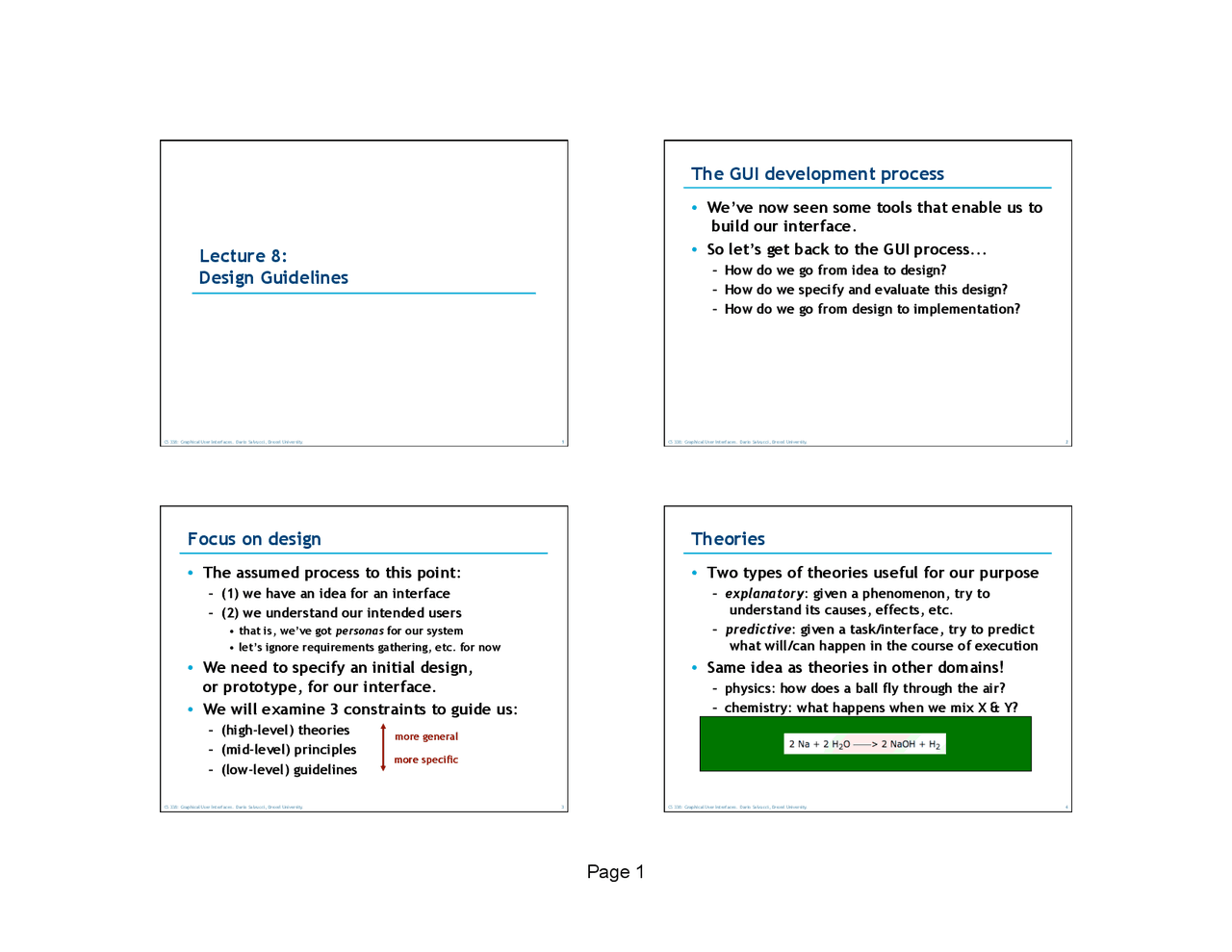 Lecture Slides On Design Guidelines Graphical User Interfaces Cs