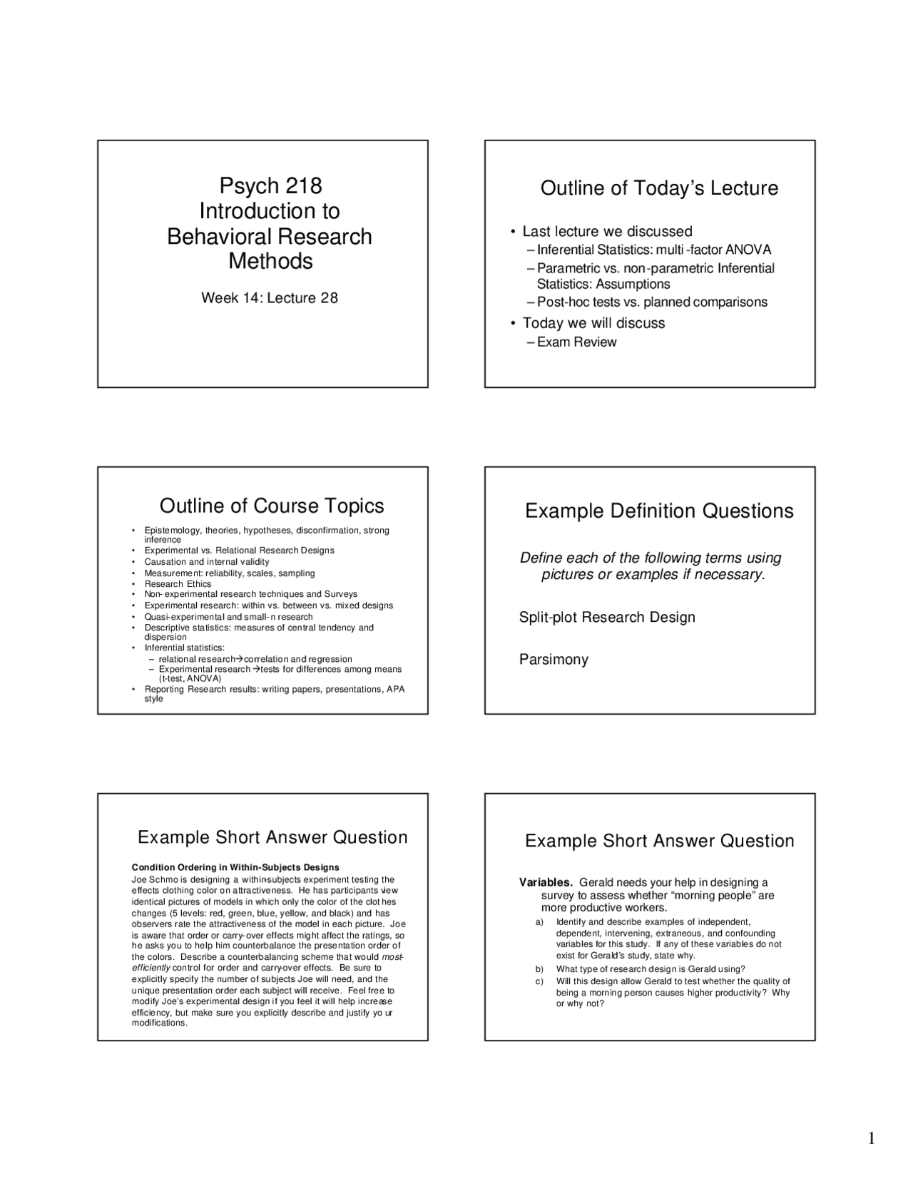 Introduction To Research In The Behavioral Sciences Slides Psyc 218