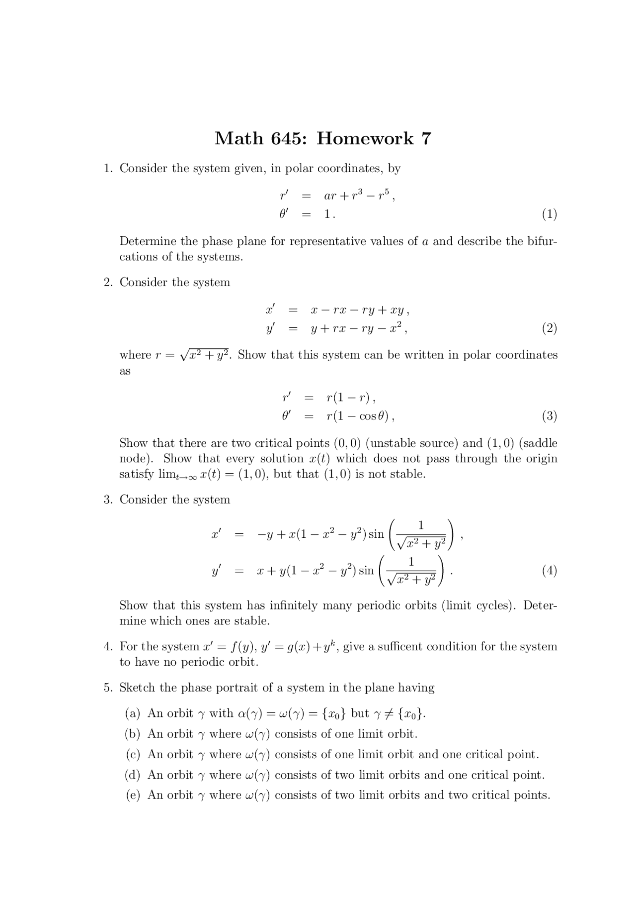 Homework 7 Questions Unsolved Odes And Dynamical Systems Math 645