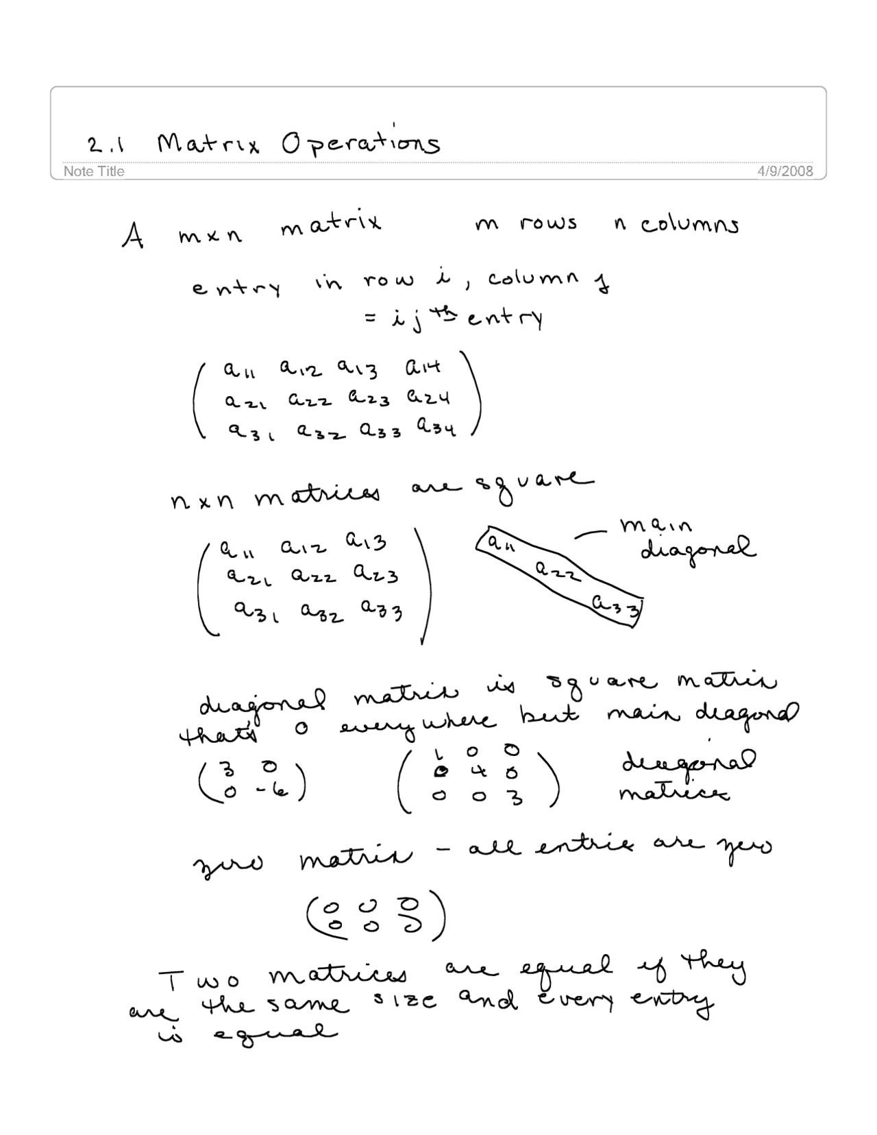 Matrix Operations Discrete Mathematics Math 221 Docsity