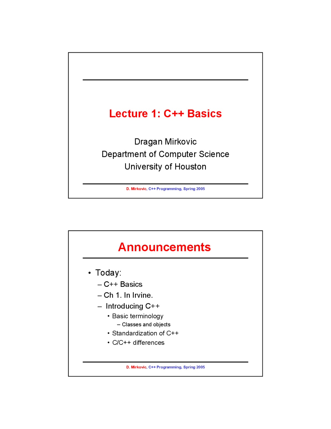 C Basics C Programming Lecture Slides Cosc 1305 Docsity 0094